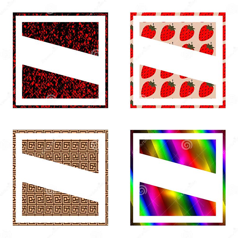 Square Labels with Patterns, Colors, Isolated. Stock Photo ...