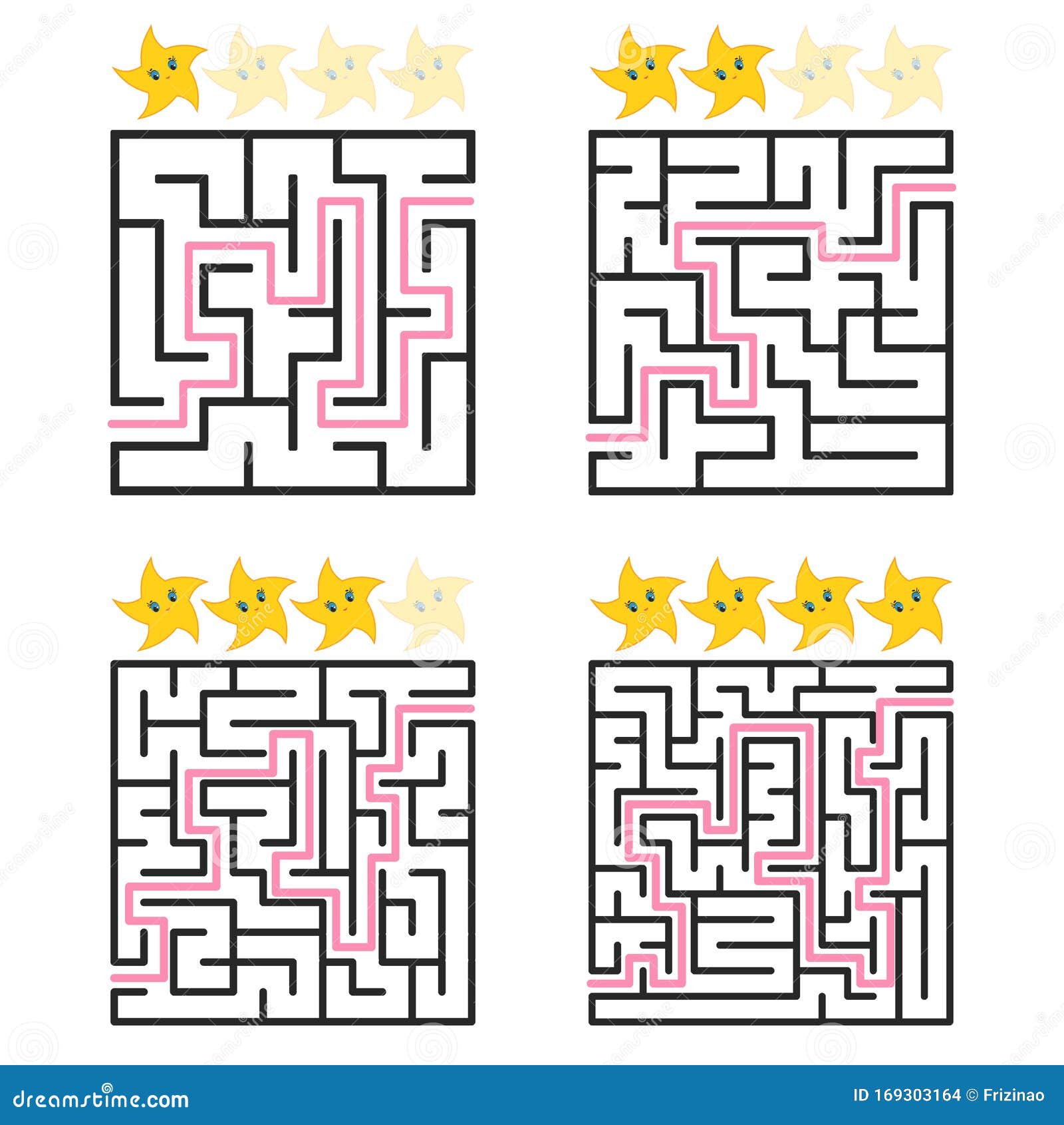 A Square Labyrinth with an Entrance and an Exit. a Set of Four Options ...