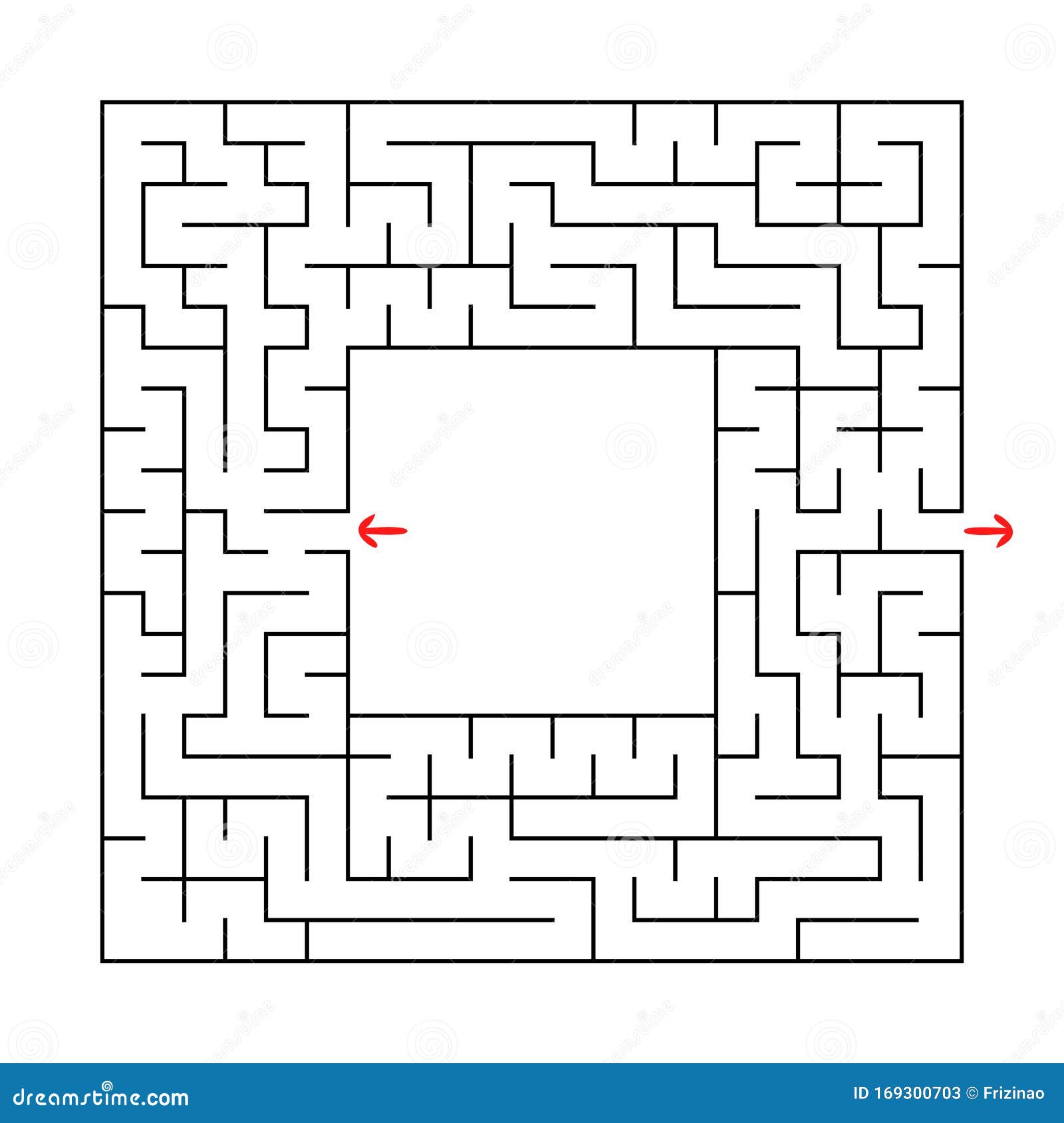 A Square Labyrinth with an Entrance and an Exit. Simple Flat Vector ...