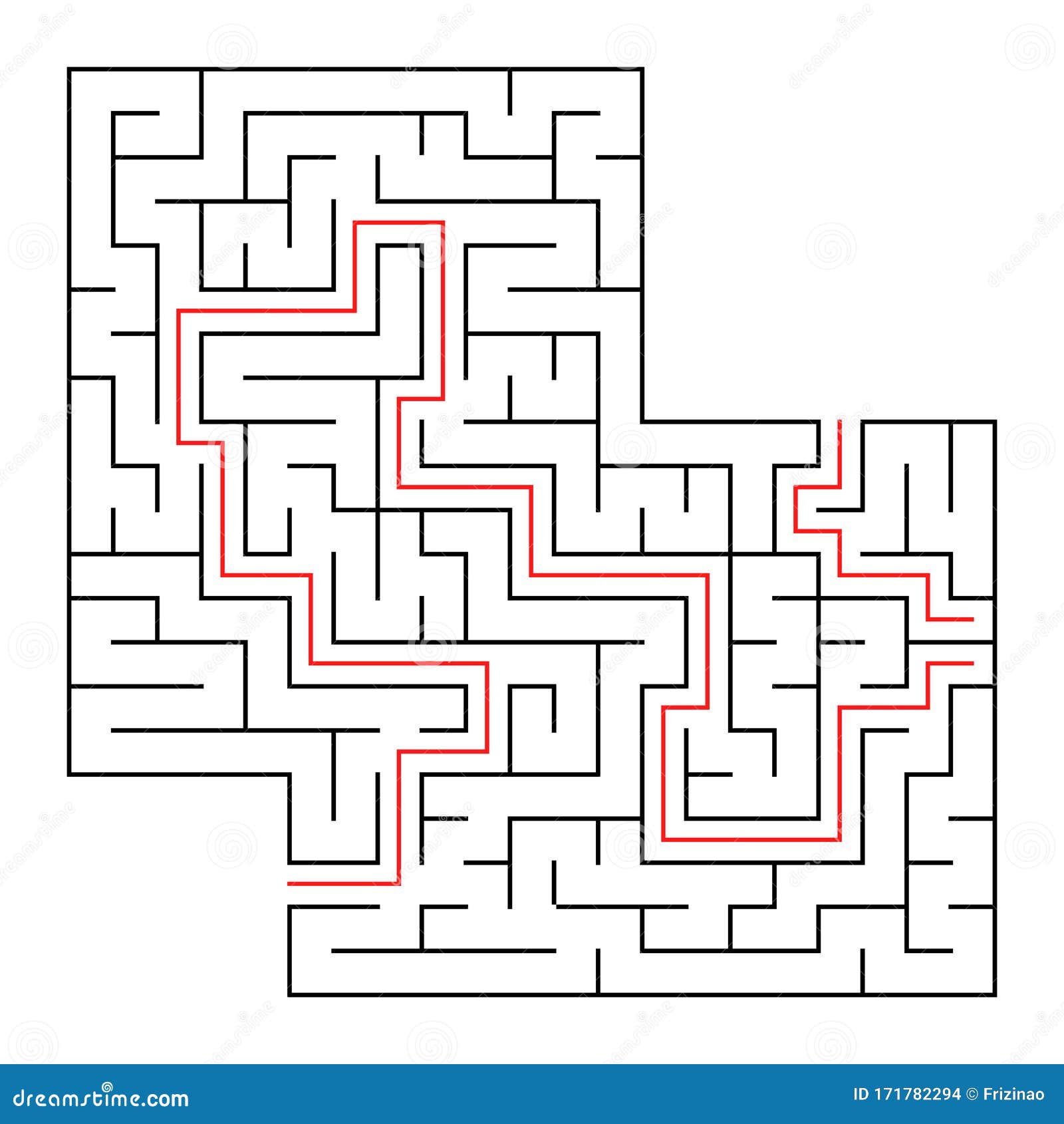 A Square Labyrinth with an Entrance and an Exit. Simple Flat Vector ...