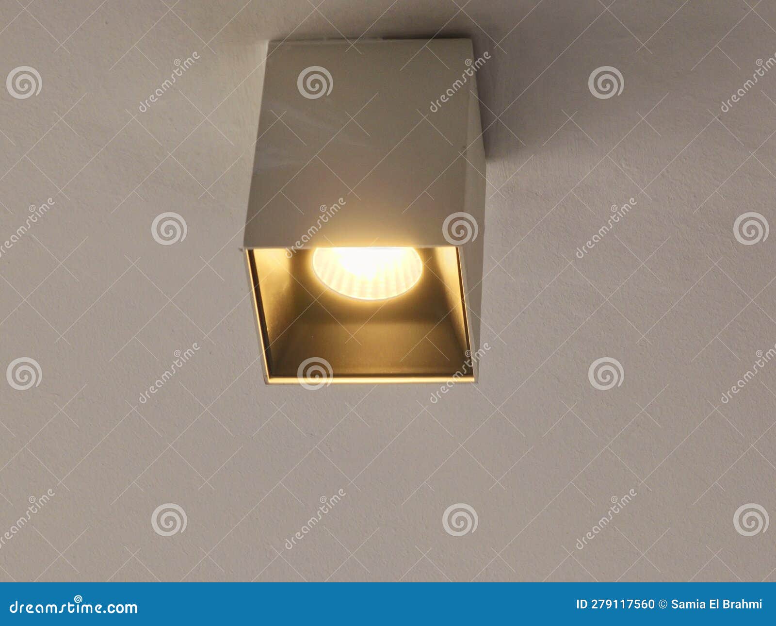 Square Lamp On A White Office Ceiling. Interior Design In The Office. A ...