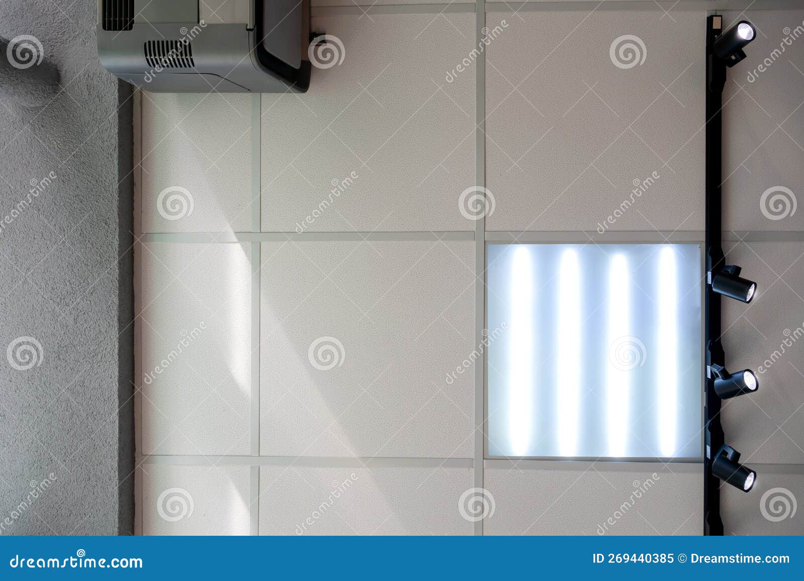 Square Lamp on a White Office Ceiling. Interior Design in the Office ...