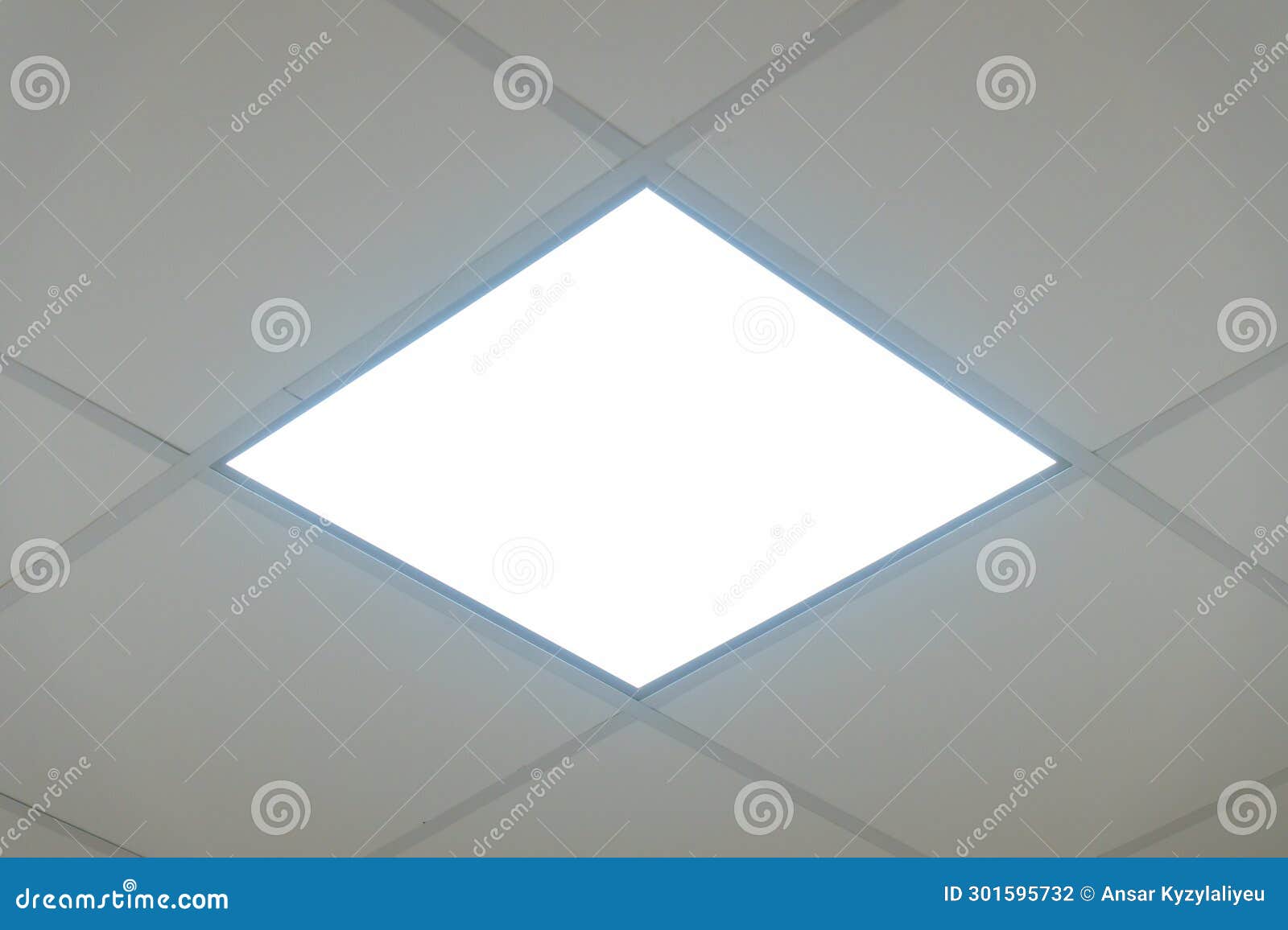 Square Lamp on a White Office Ceiling. Interior Design in the Office ...