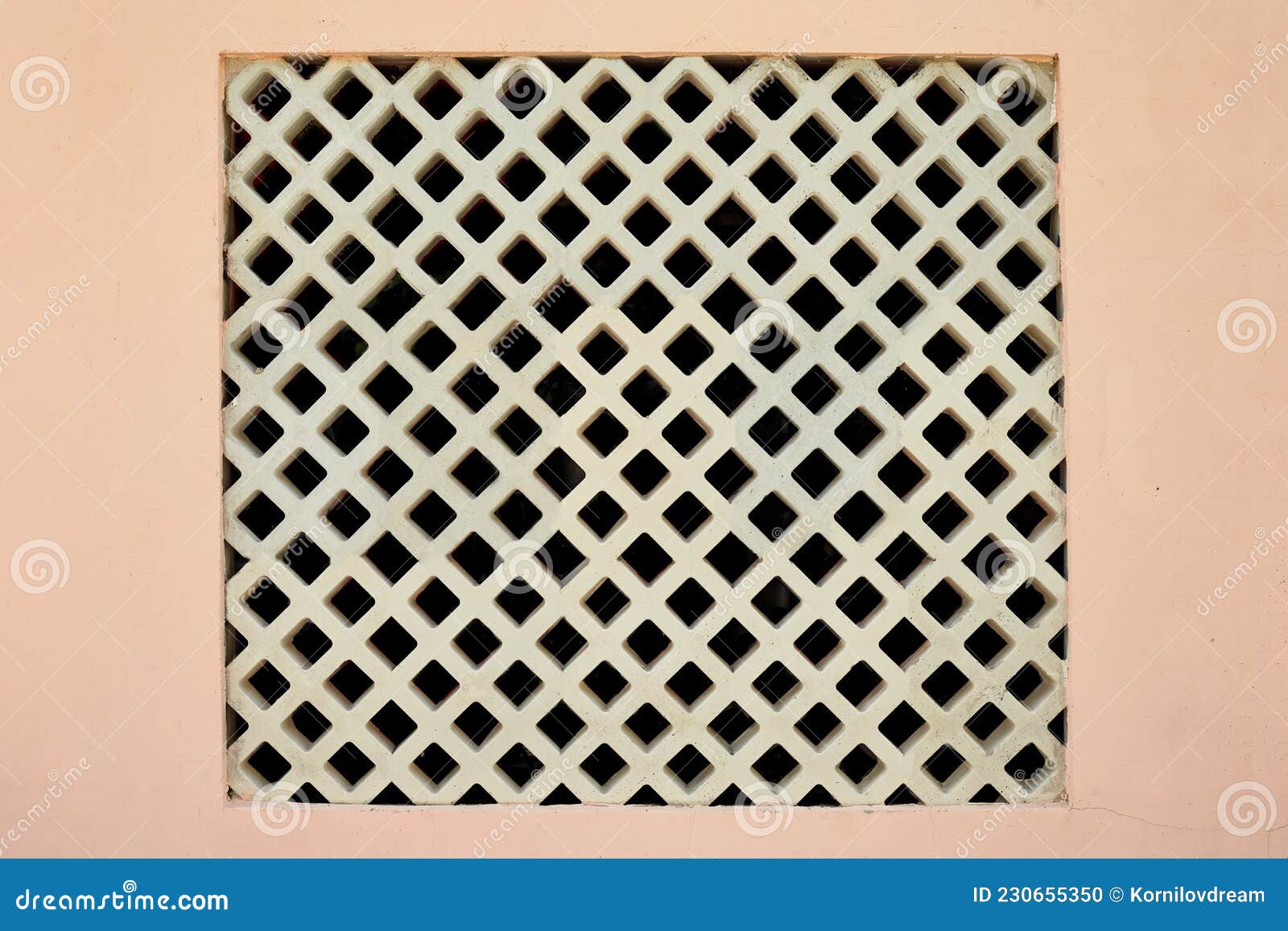 A Square Lattice Window in the Pink Wall Stock Photo - Image of ...