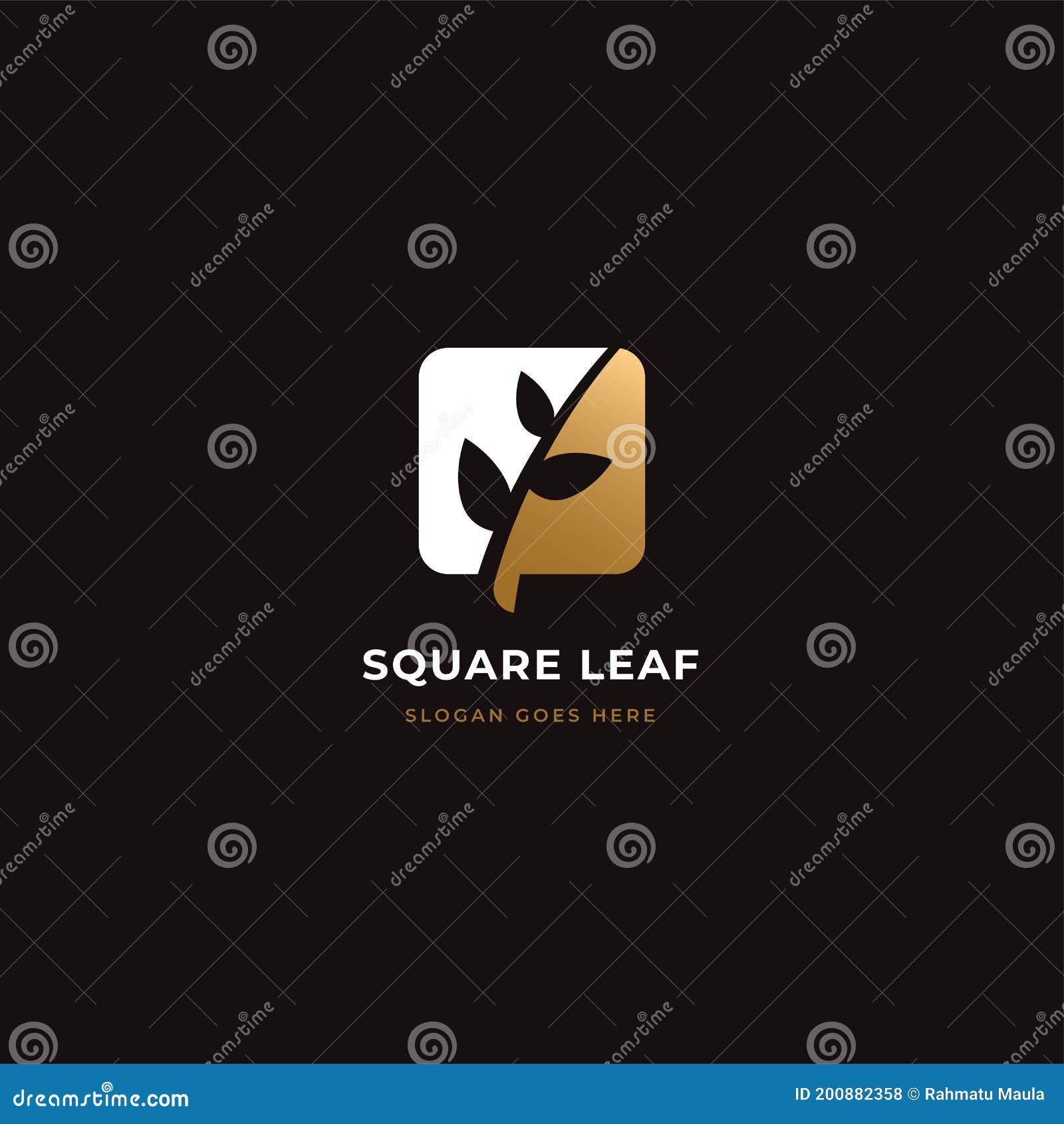 Square Leaf Nature Logo with Negative Space Style. Luxury Nature ...