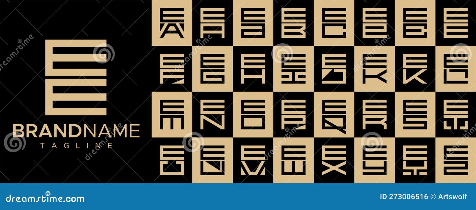 Square Letter E EE Logo Design Set. Modern Box Initial E Logo Branding ...