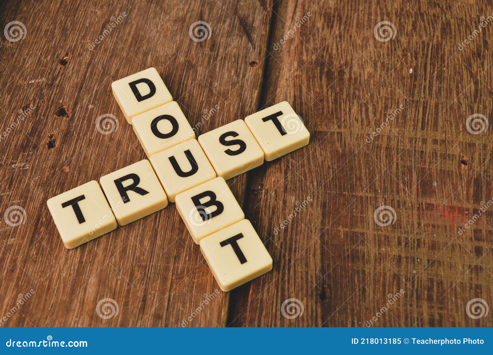Square Letters with Text DOUBT and TRUST Stock Image - Image of suspect ...