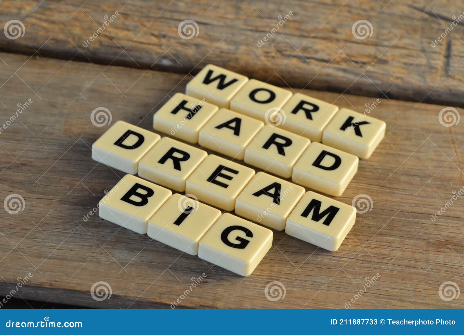 Scrabble Letters with Text WORK HARD DREAM BIG Stock Image - Image of ...