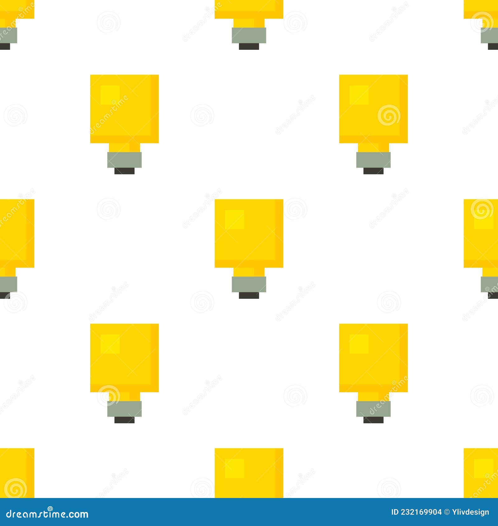 Square Light Bulb Pattern Seamless Vector Stock Vector - Illustration ...