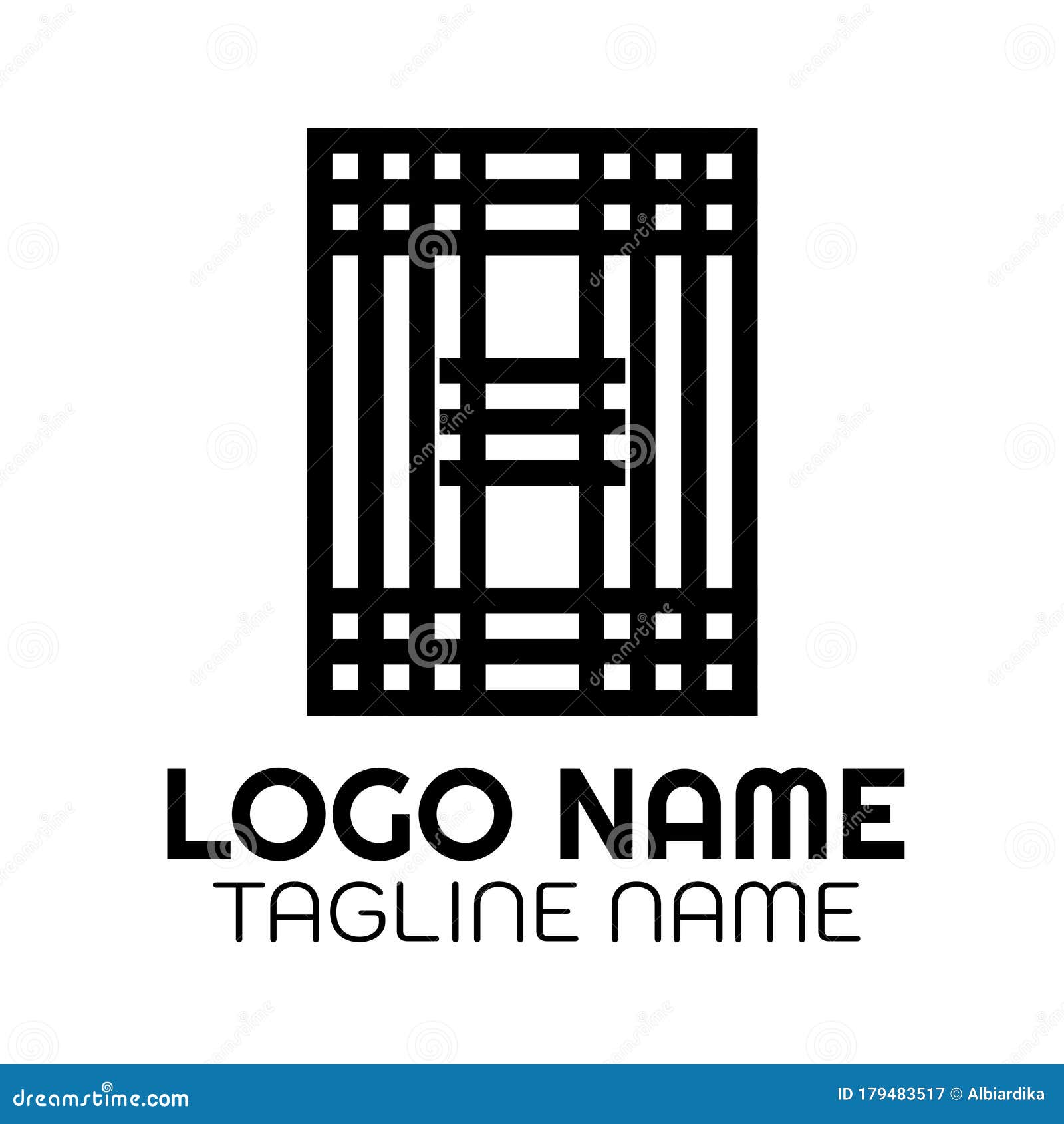 Square Line Shoji Japanese Door Modern Abstract Monogram Logo Concept ...