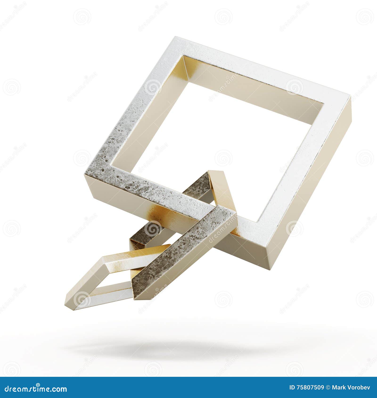 Square Link Chain on a White Background. 3d Rendering Stock ...