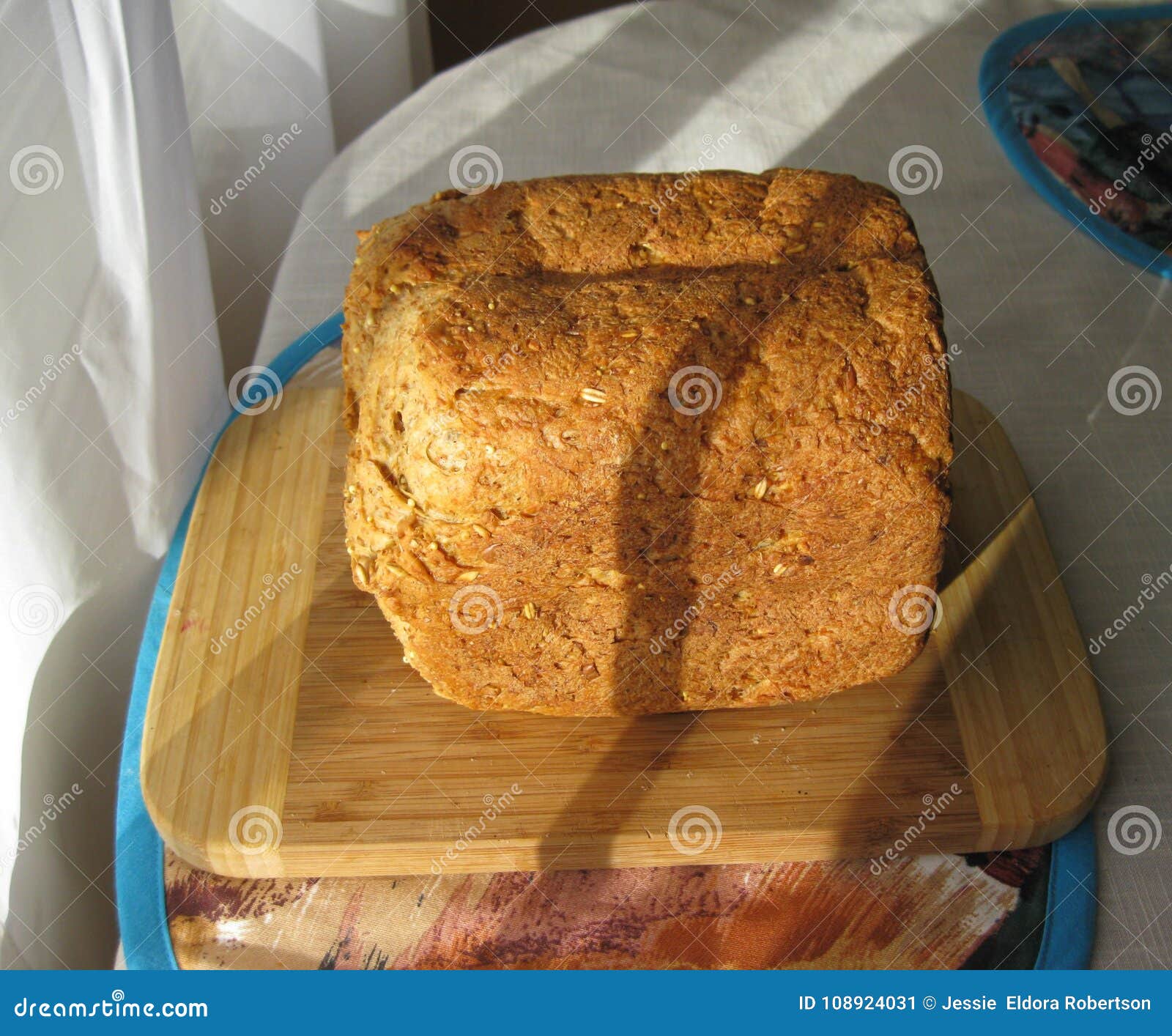 Square Loaf of Bread from the Bread Machine on the Table Stock Image ...