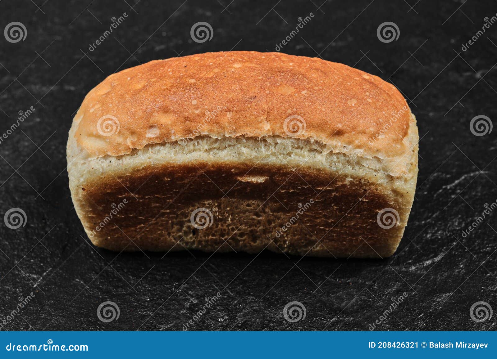 Square Loaf of Bread Isolated on Dark Background Stock Image - Image of ...