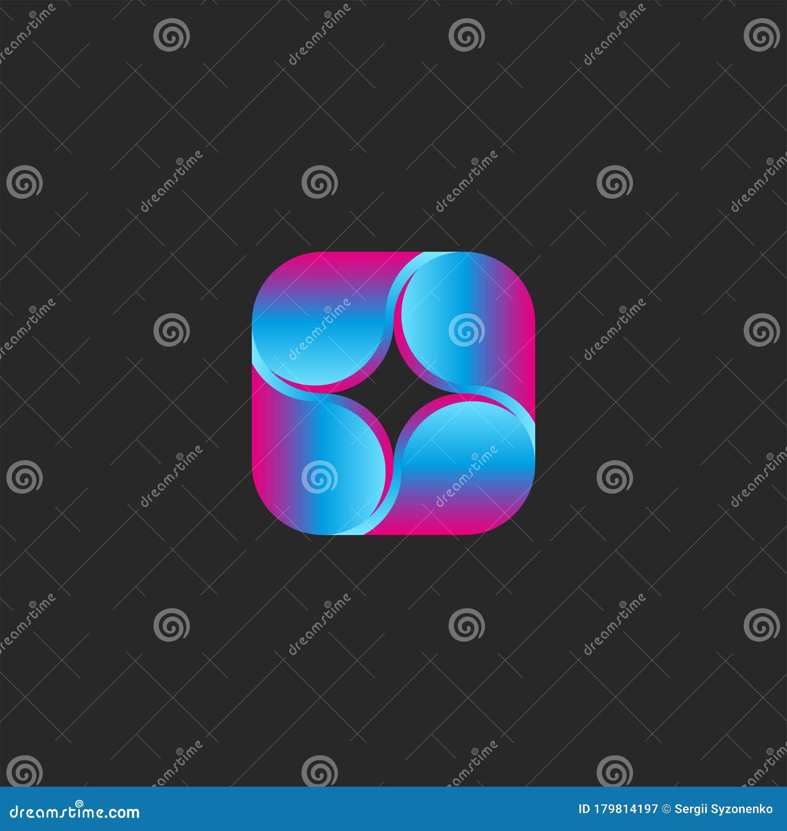 Square Logo Four Droplets Smooth Shape, Modern Trendy Gradient Color ...