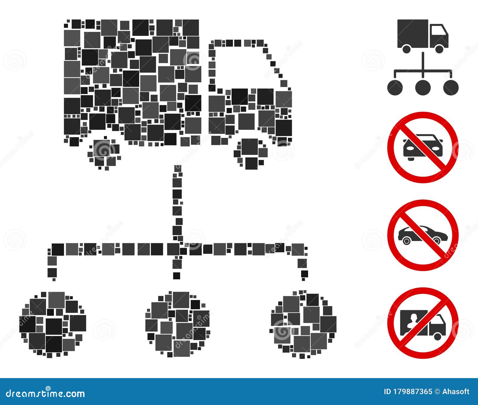 Square Lorry Distribution Scheme Icon Vector Collage Stock Illustration ...