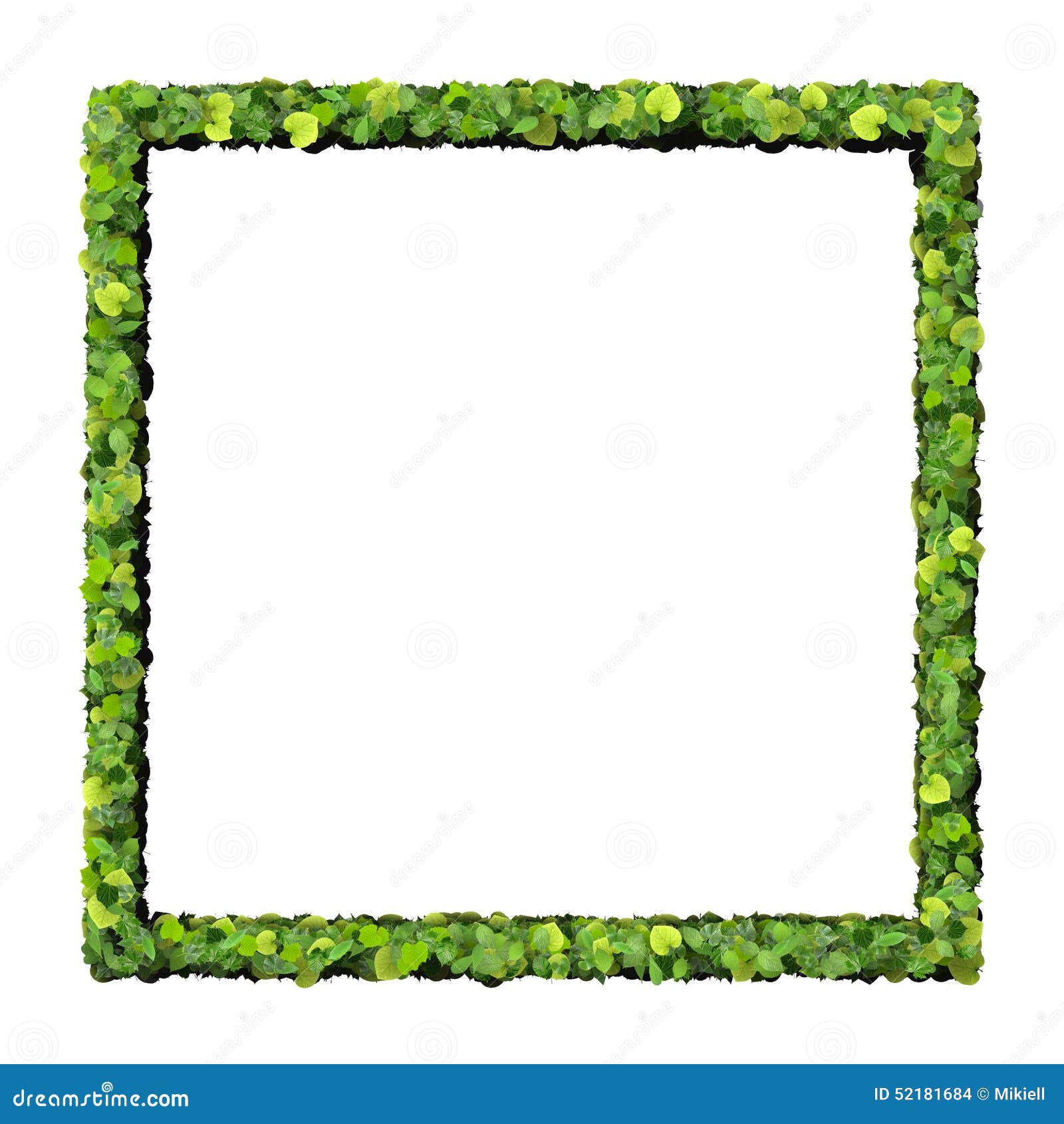 Square Made from Green Leaves Isolated on White Background. 3D Render ...