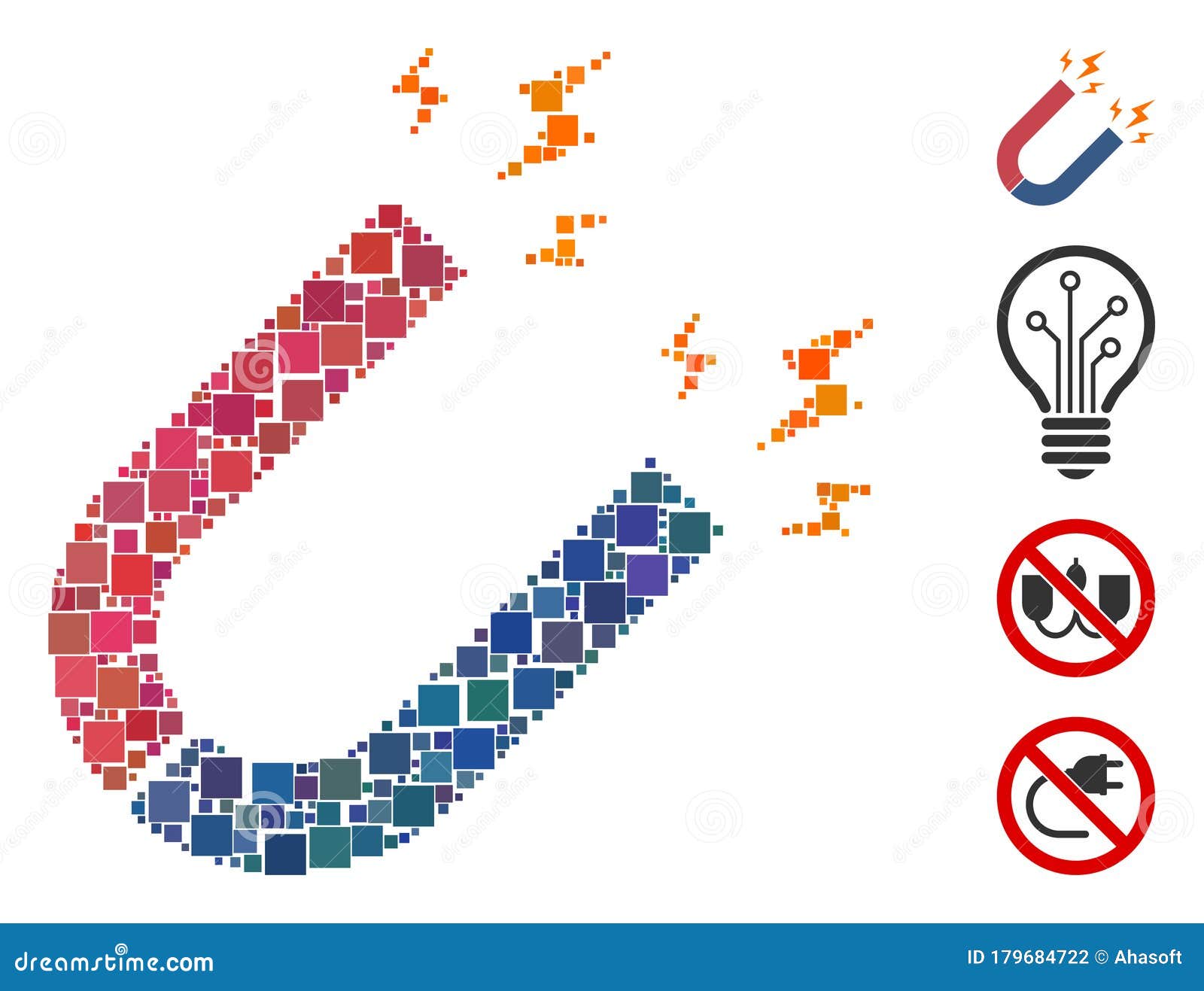 Square Magnet Power Icon Vector Collage Stock Vector - Illustration of ...