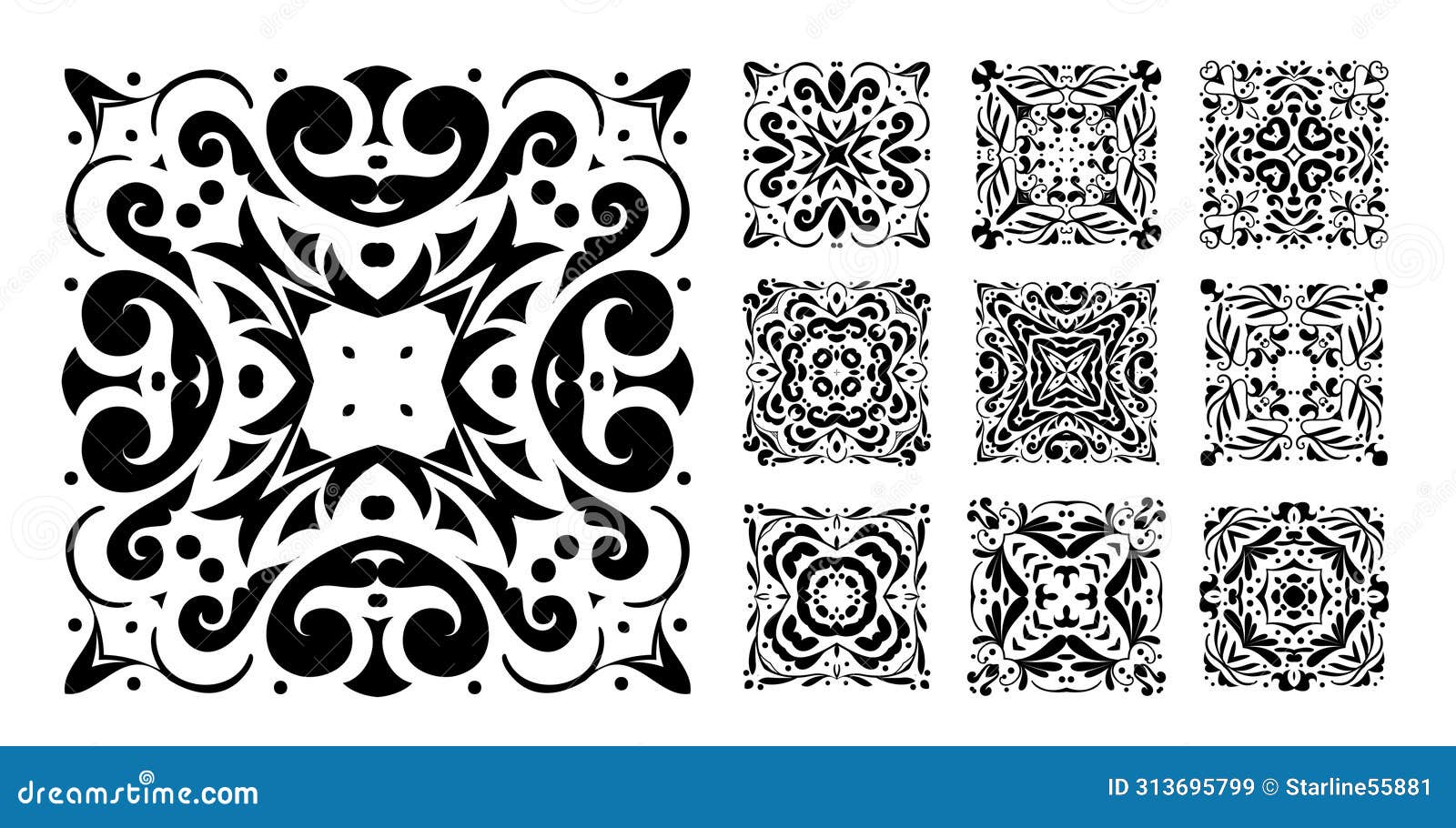 Square Mandala With Abstract Hand Drawn Ornaments For Coloring, Vector ...