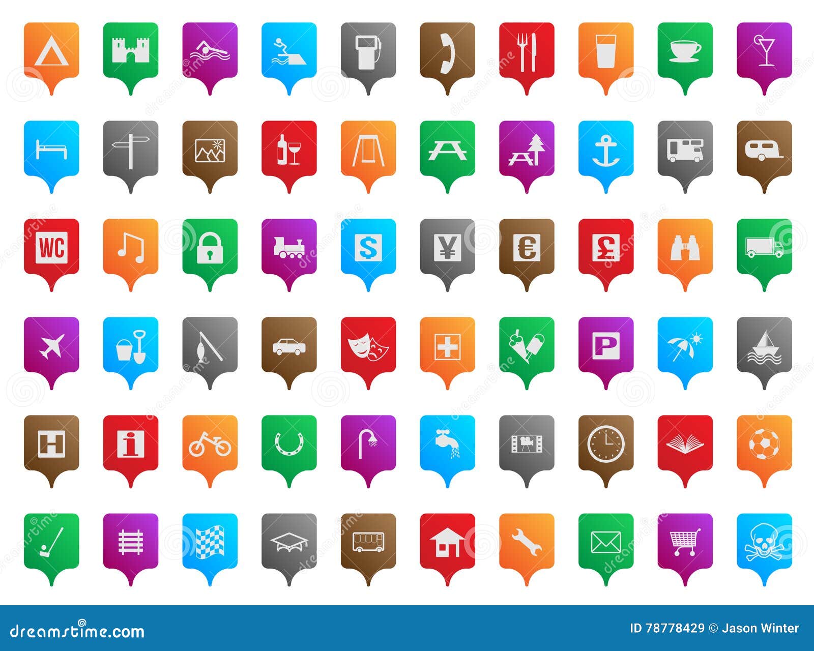 Square Map Icons stock vector. Illustration of symbol - 78778429