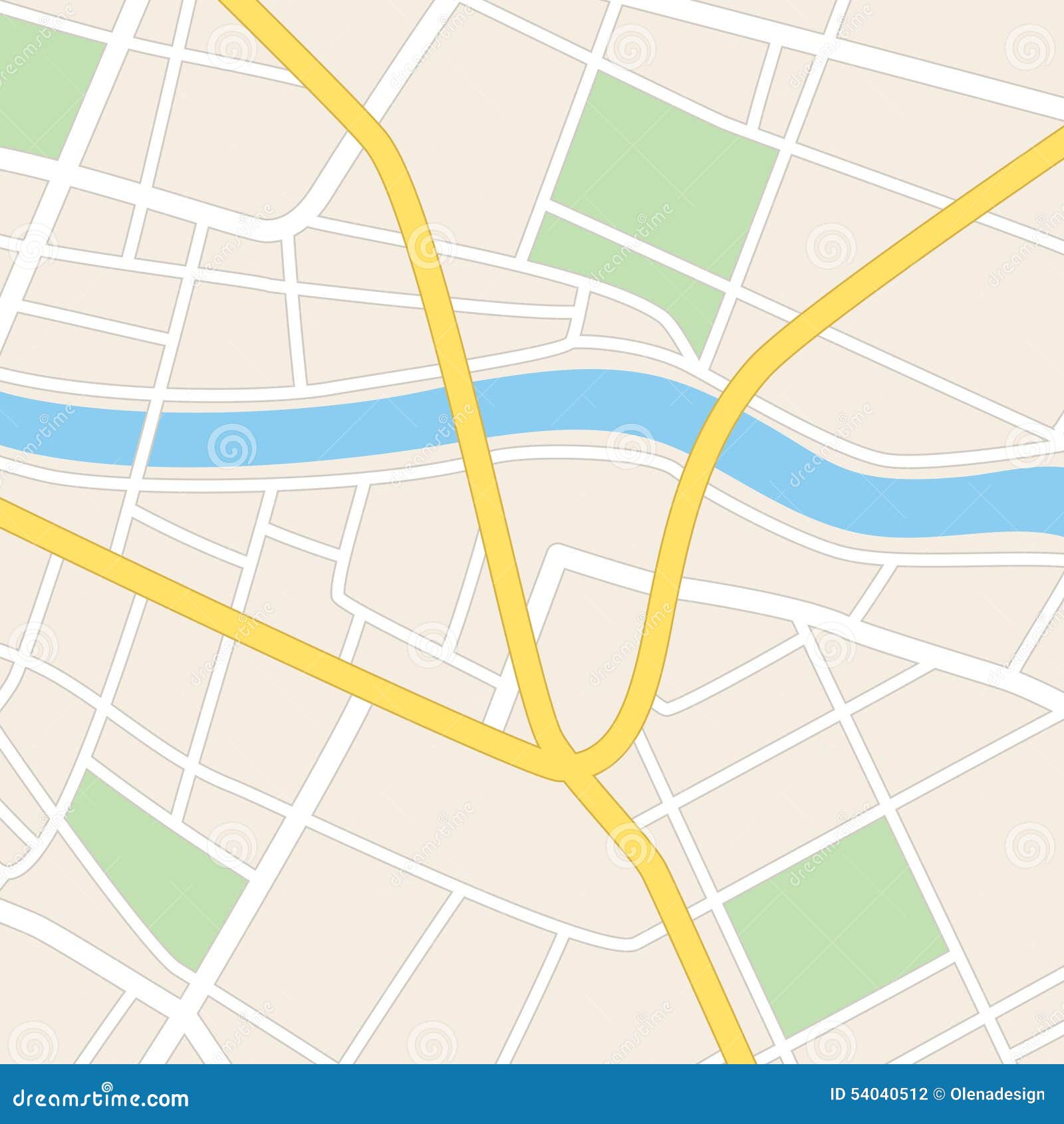 Square Map With River - Vector Streets And Parks | CartoonDealer.com ...
