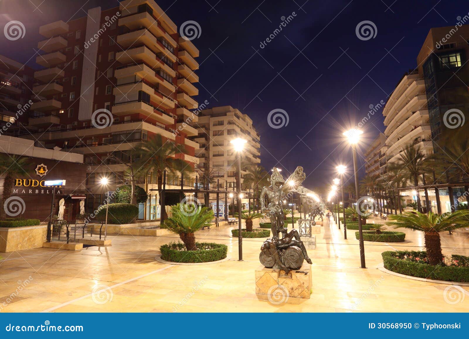 Square in Marbella at Night. Spain Editorial Image - Image of europe ...