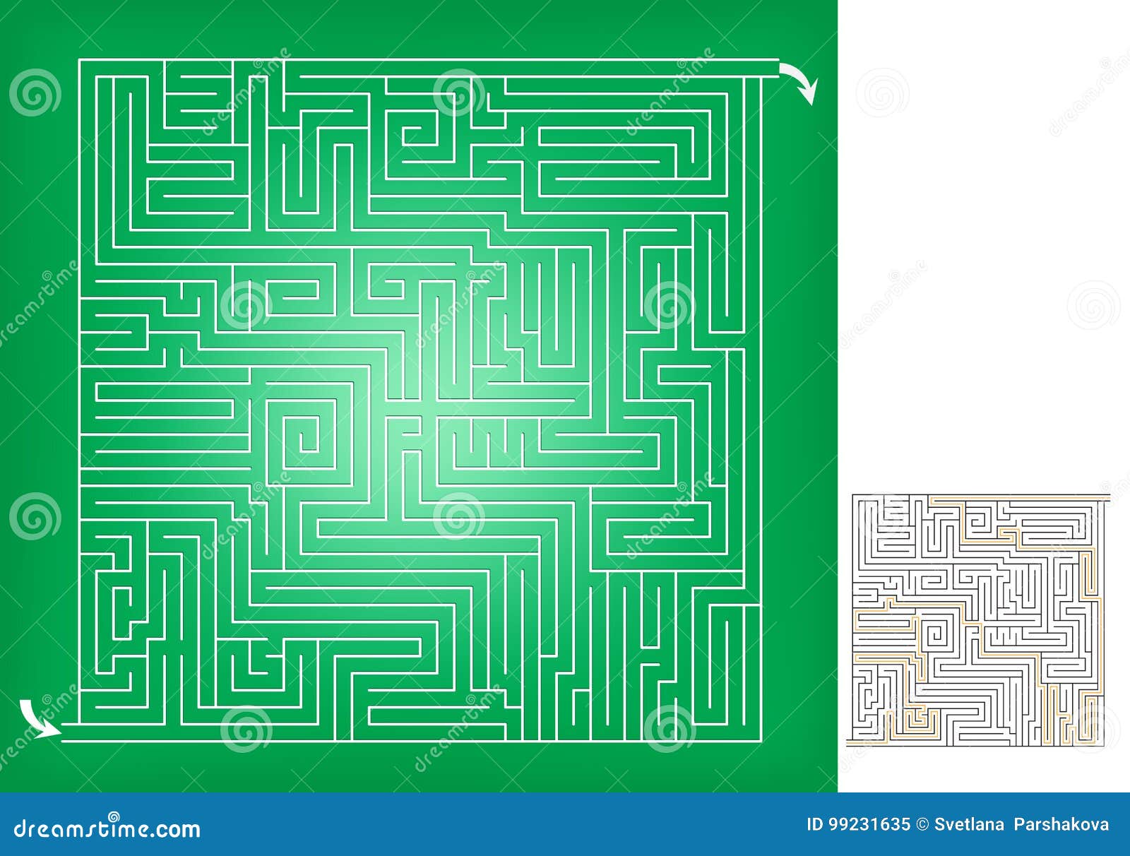 Square Maze Game Sketch, Advanced Level. Stock Vector - Illustration of ...