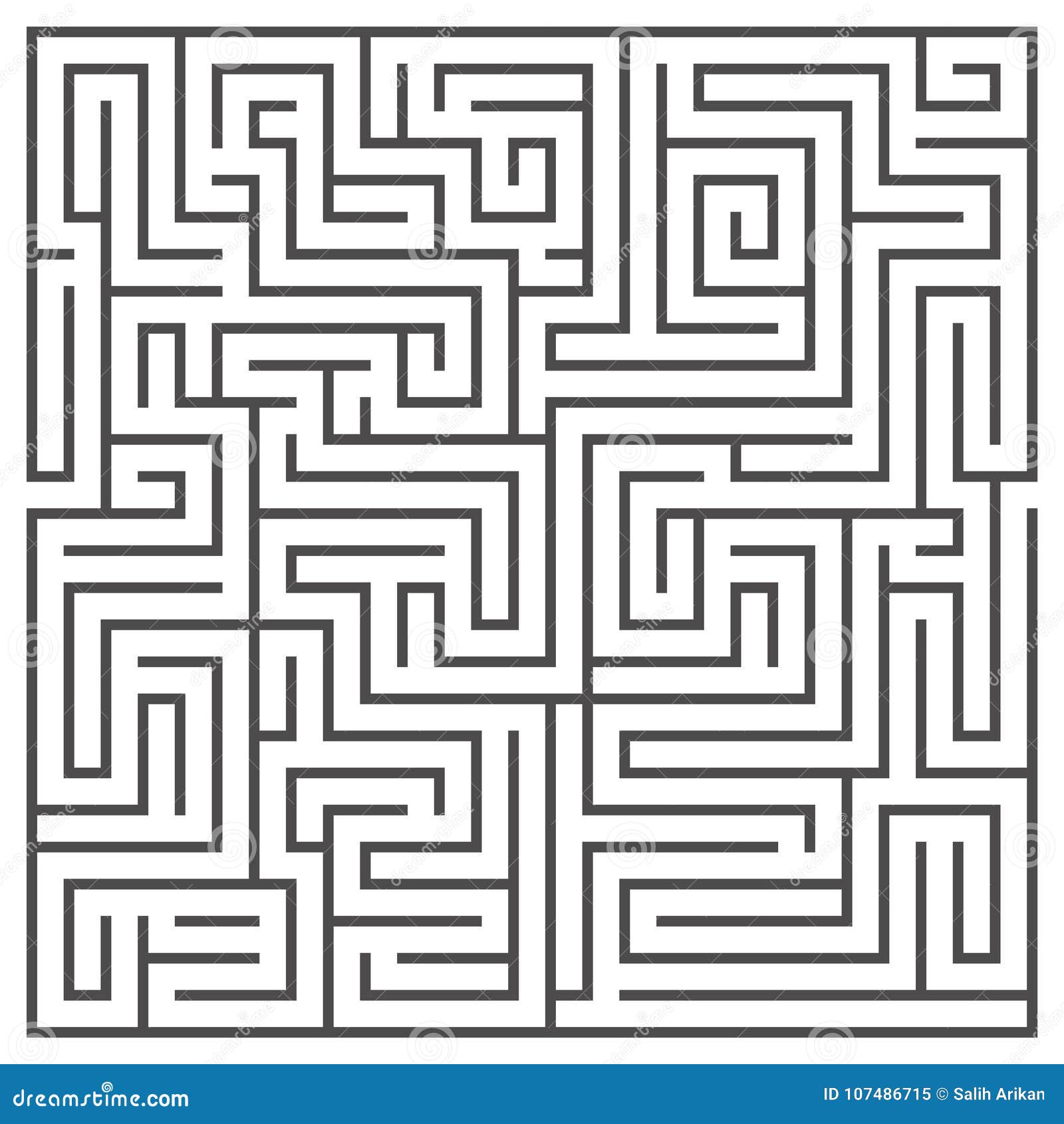 Square Maze Isolated on White Background. Medium Complexity. Stock ...