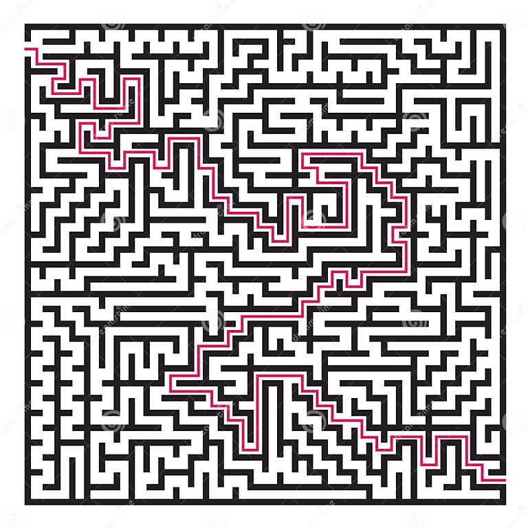 Square Maze Puzzle Game with Answer,difficult Labyrinth Vector ...
