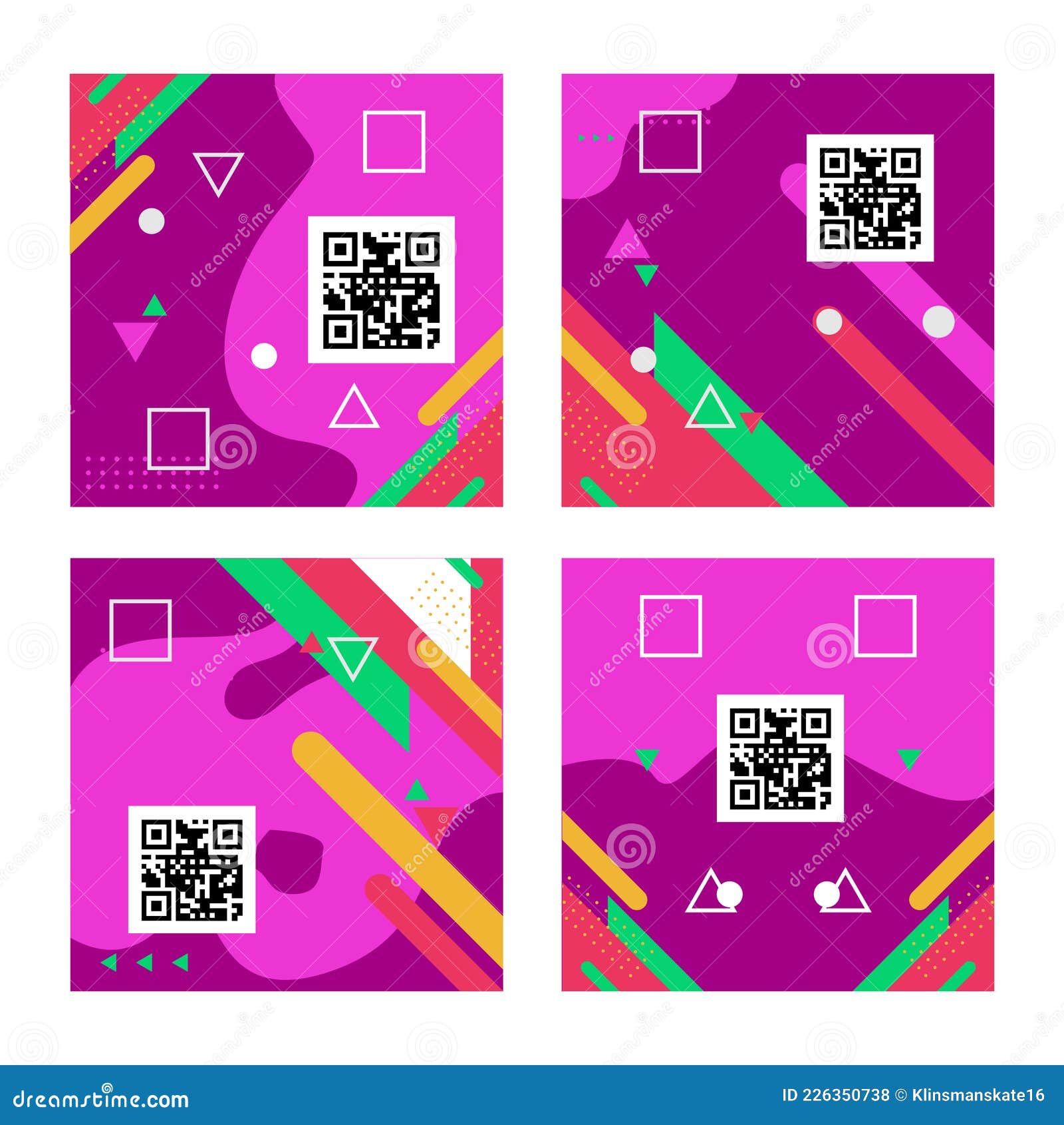 Square Memphis Qr Code Label Design Stock Vector - Illustration of ...