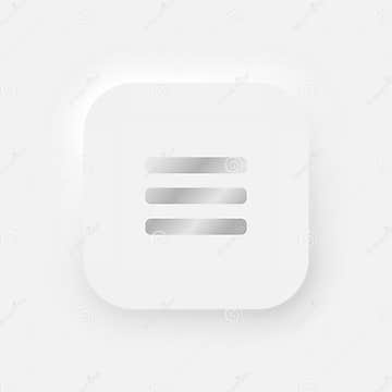 Square Menu Button on a White Background. User Interface Elements in the Style of Neumorphism ...