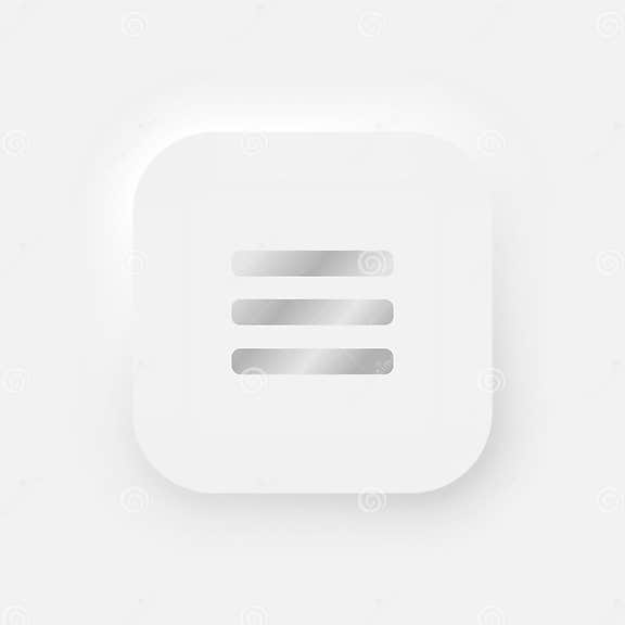 Square Menu Button on a White Background. User Interface Elements in the Style of Neumorphism ...