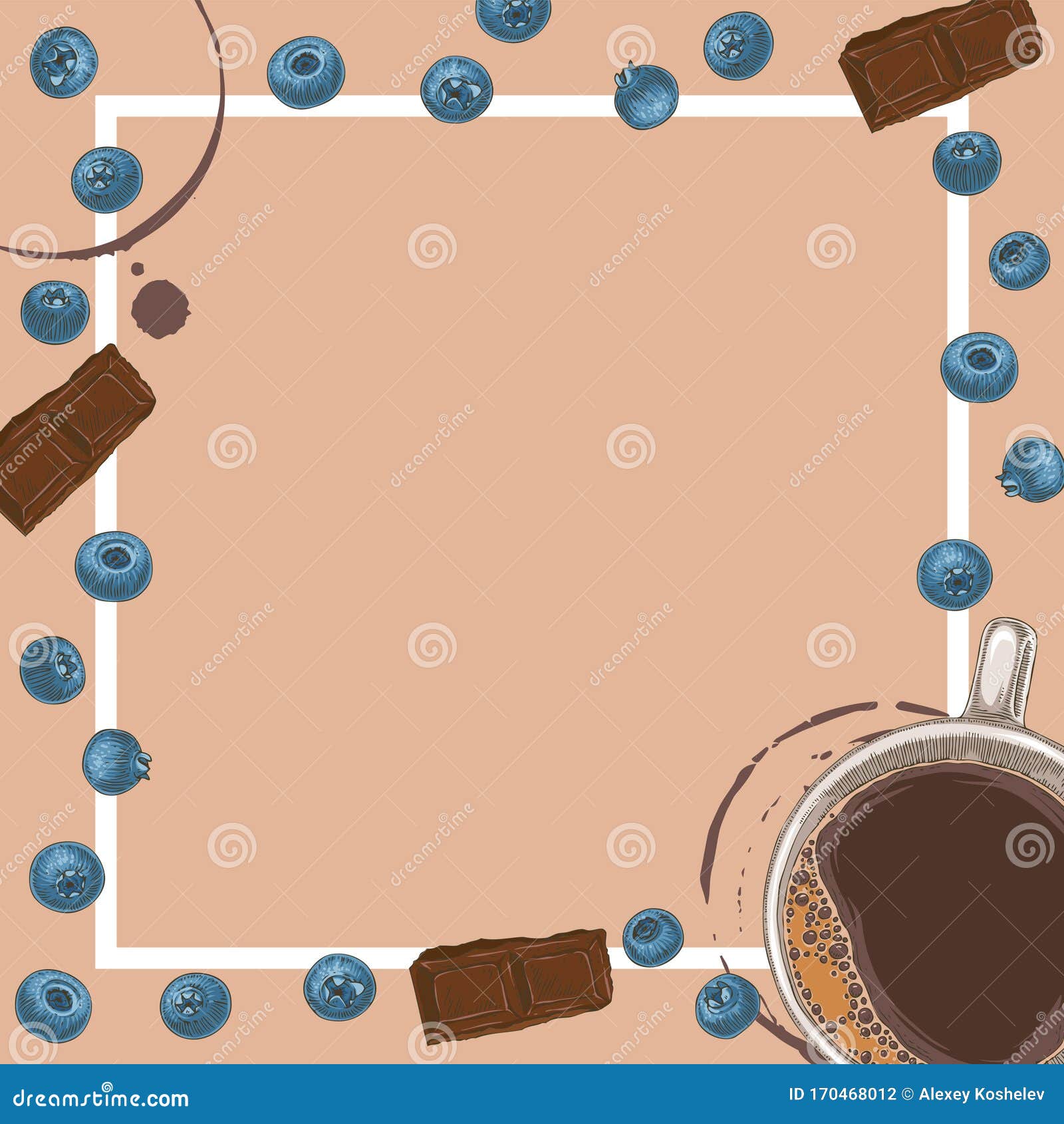 Square Menu Template with Coffee and Berries Stock Vector ...