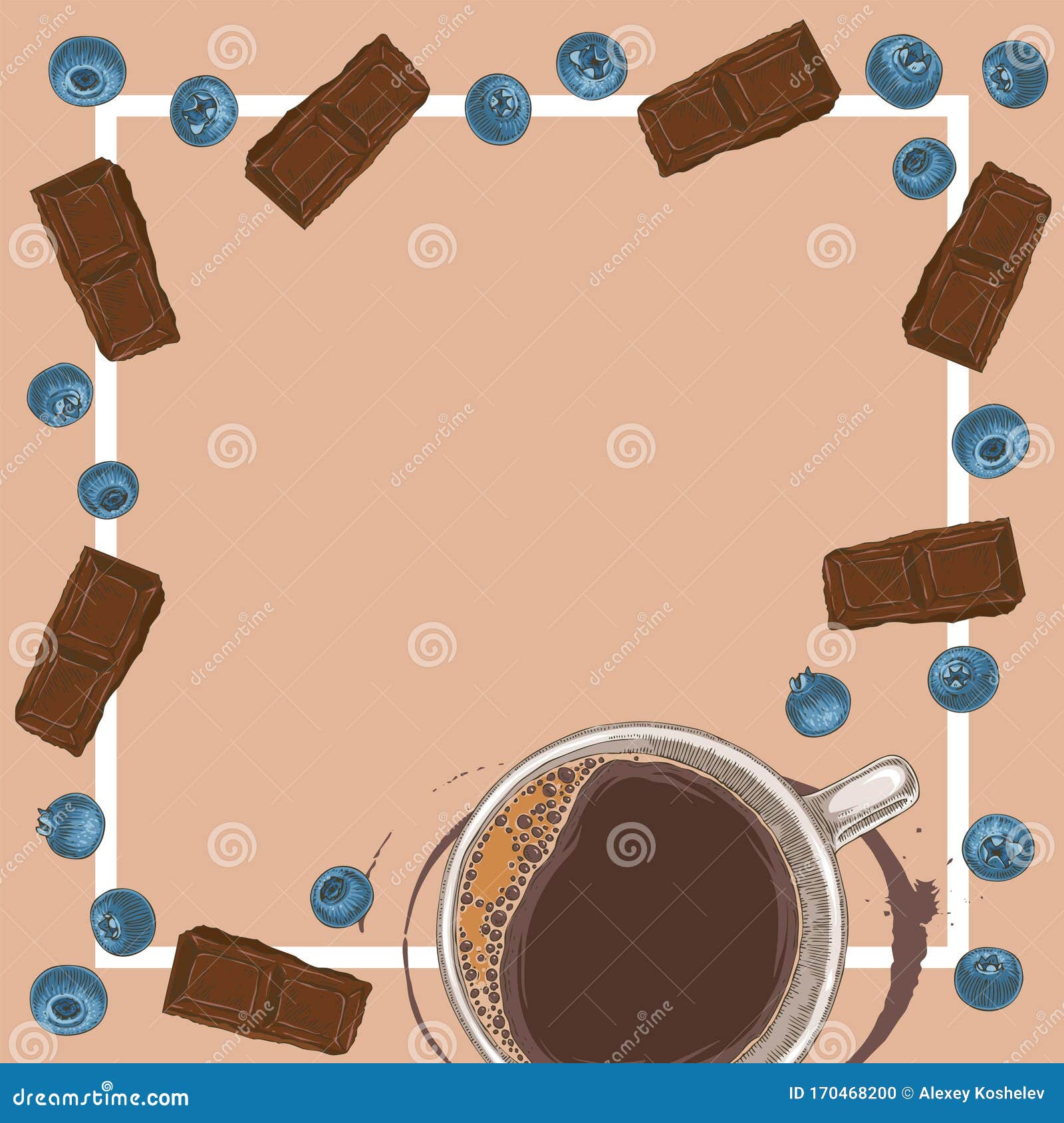 Square Menu Template with Coffee and Blueberry Stock Vector ...