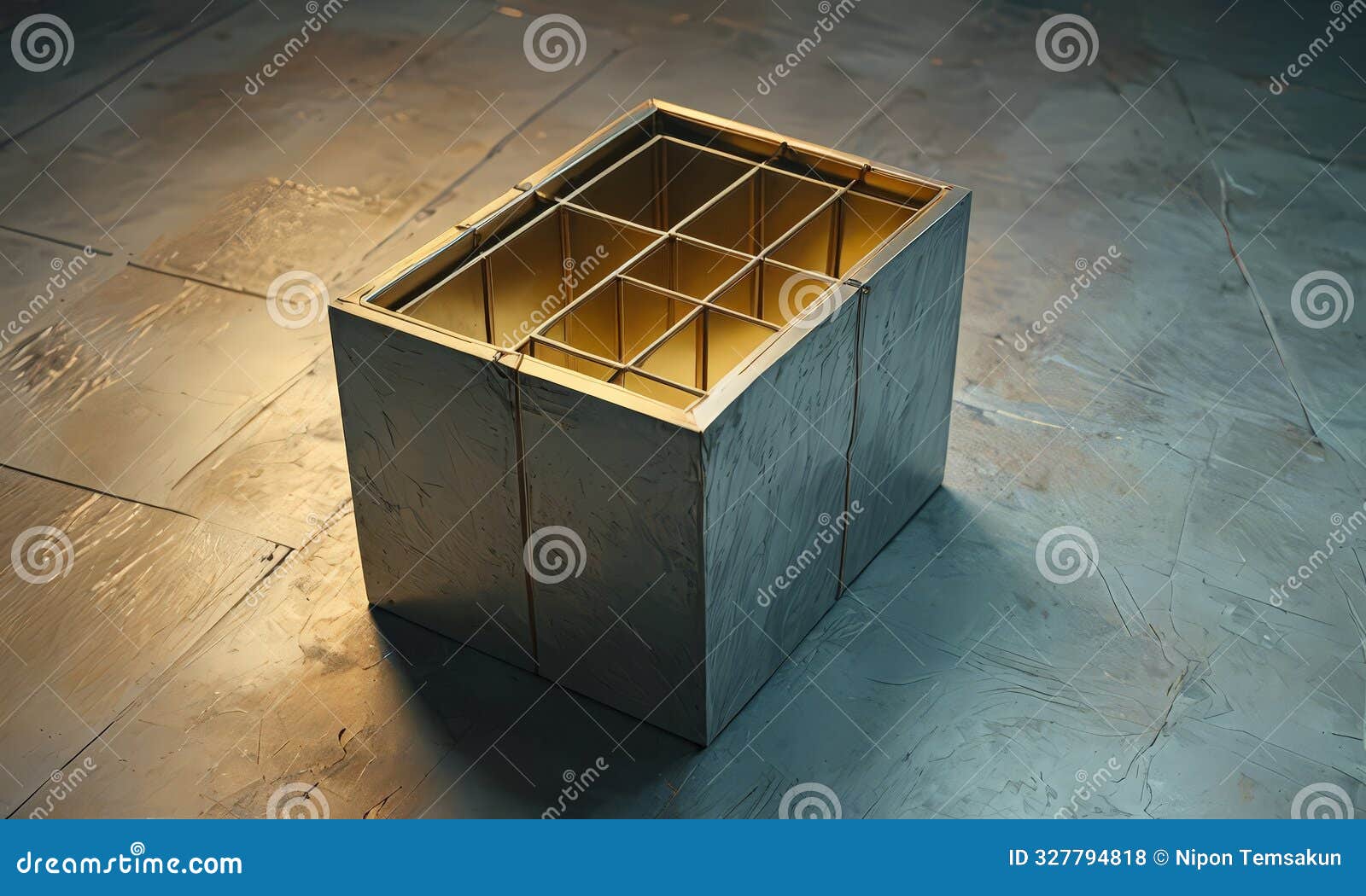 Square Metal Box with Grid-like Pattern on Its Top Surface Sits on ...