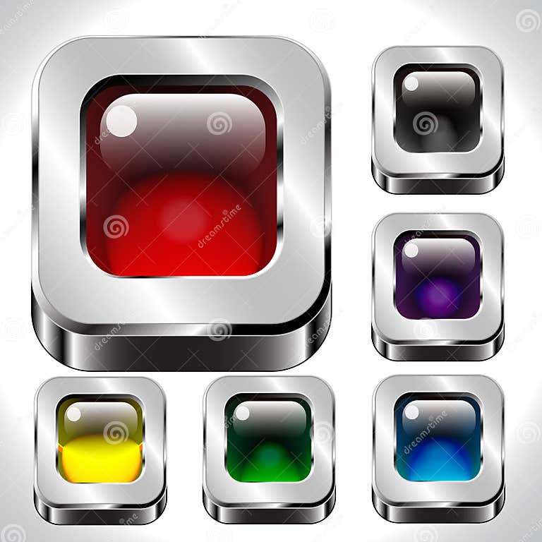 Square metal buttons set stock vector. Illustration of element - 49143428