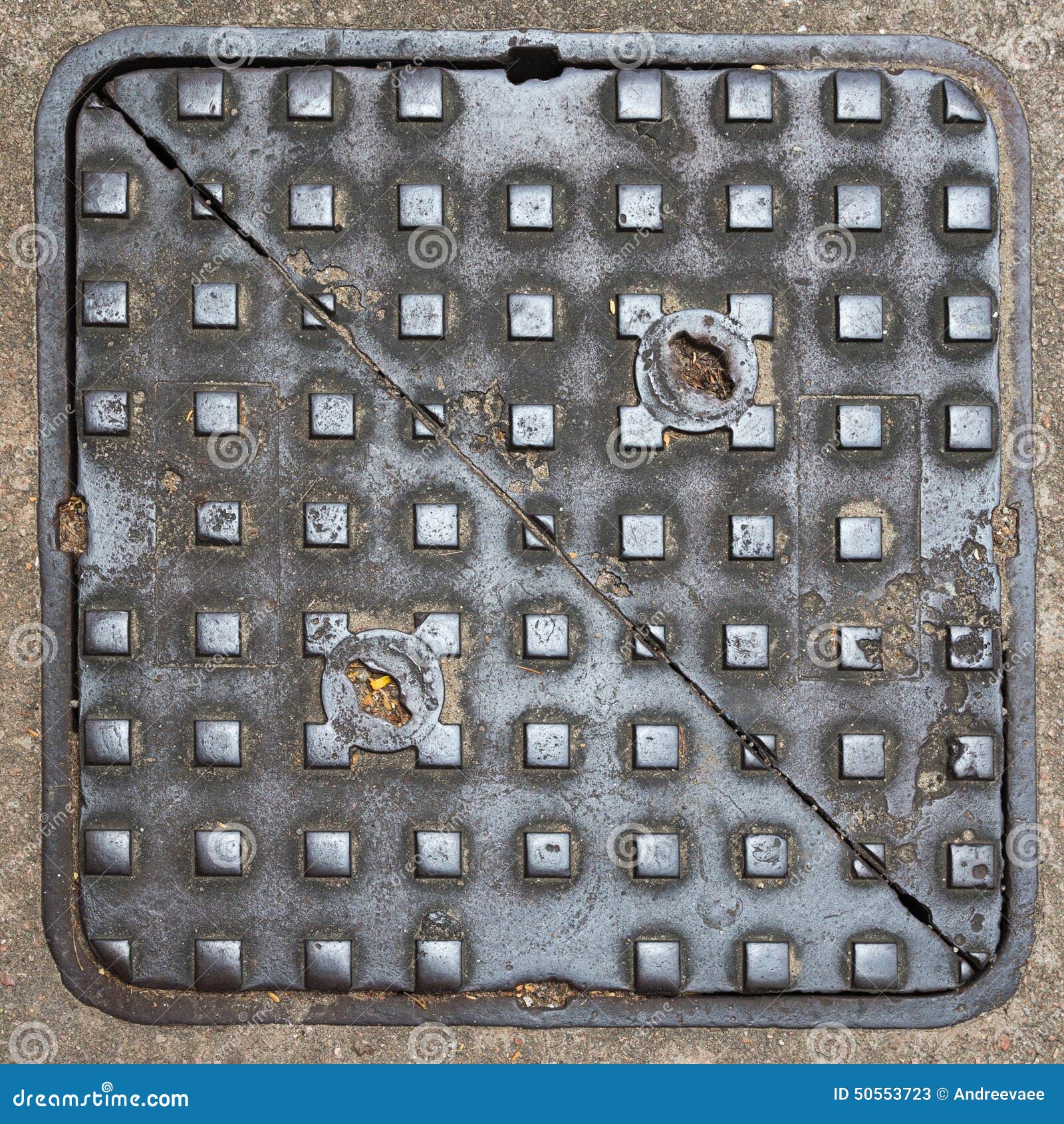 Square metal manhole cover stock image. Image of construction - 50553723