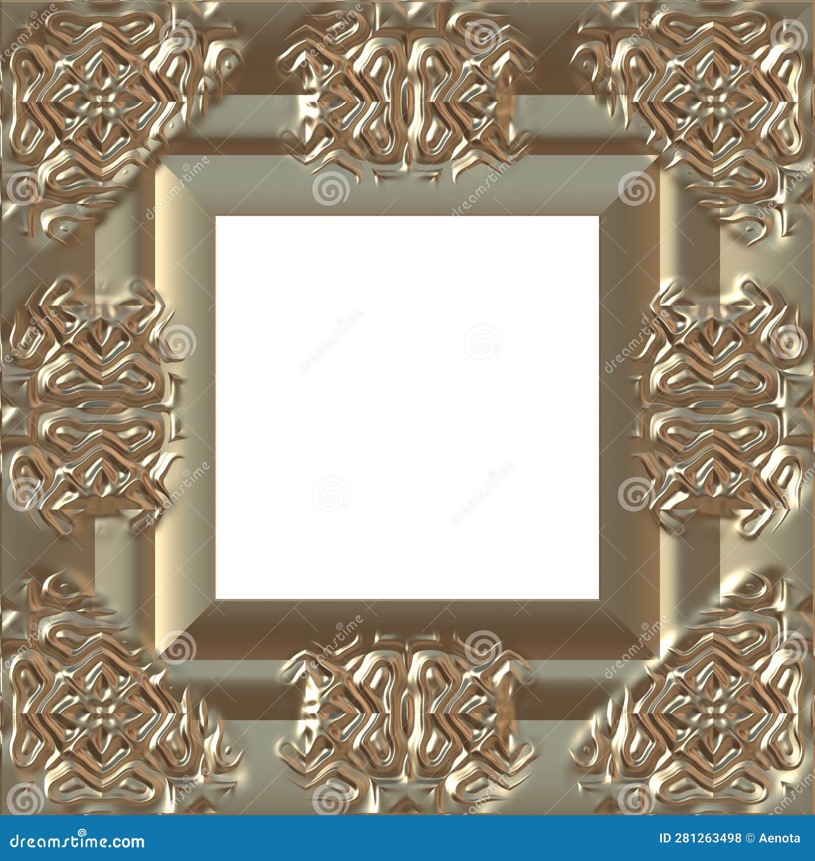 Square Metallic Frame with Ornament Stock Illustration - Illustration ...