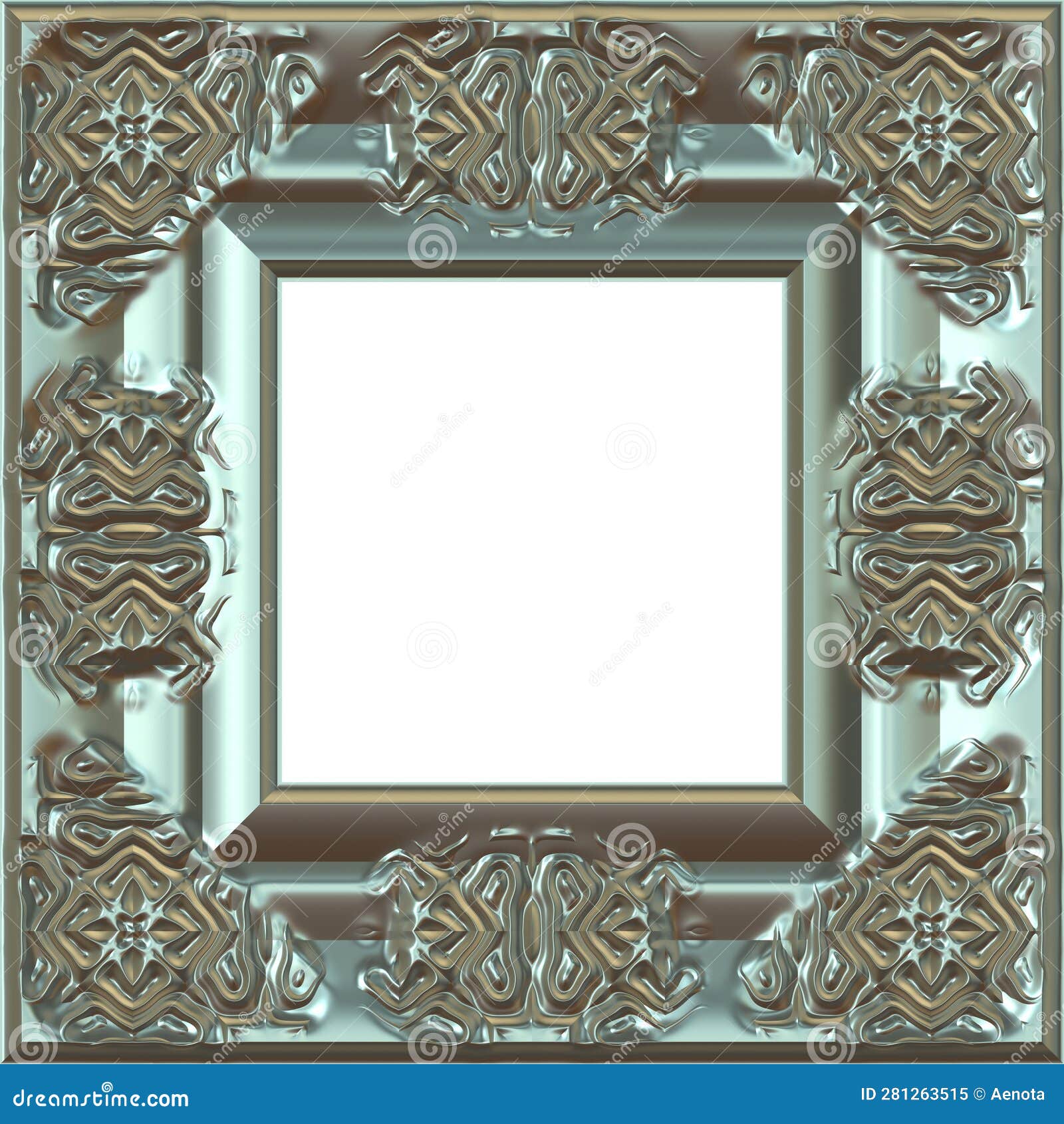 Square Metallic Frame with Ornament Stock Illustration - Illustration ...