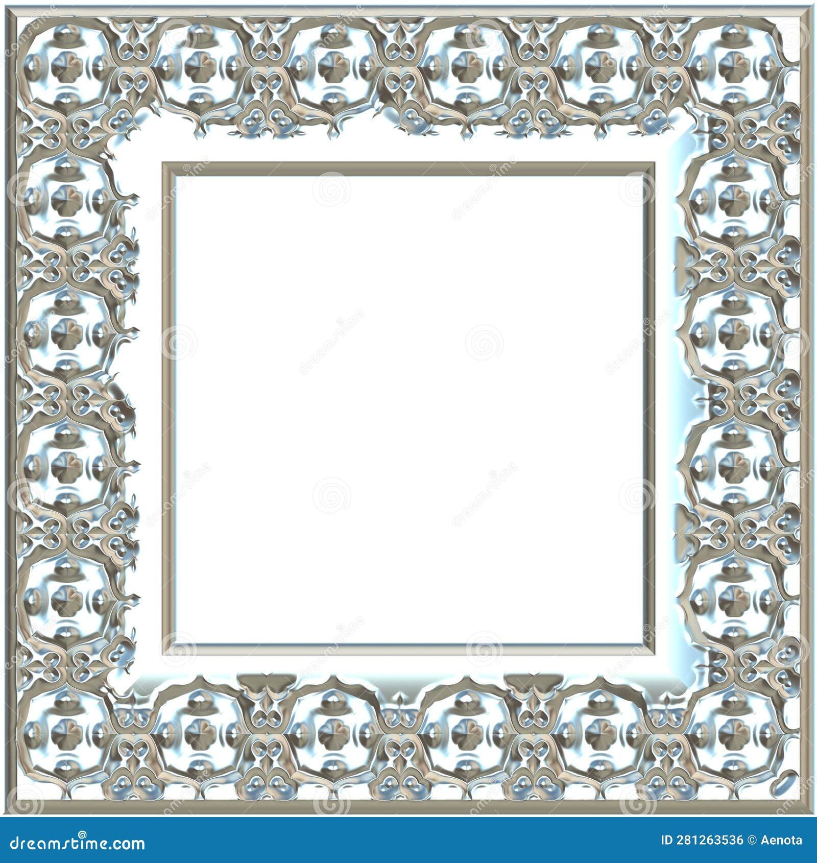 Square Metallic Frame with Ornament Stock Illustration - Illustration ...