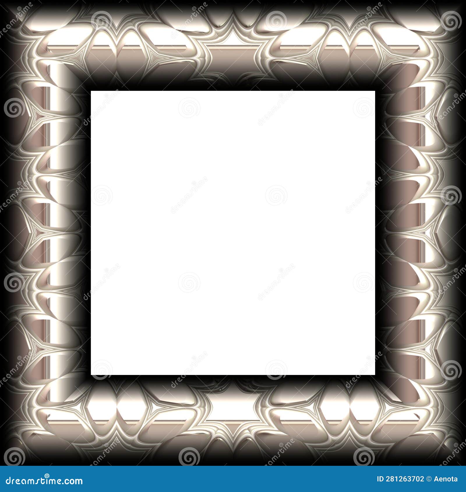 Square Metallic Frame with Ornament Stock Illustration - Illustration ...