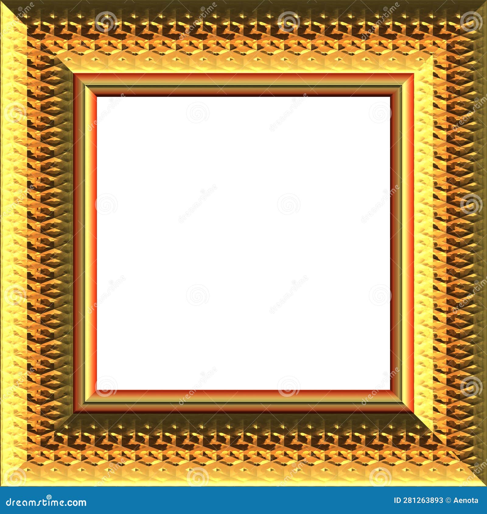 Square Metallic Frame with Ornament Stock Illustration - Illustration ...