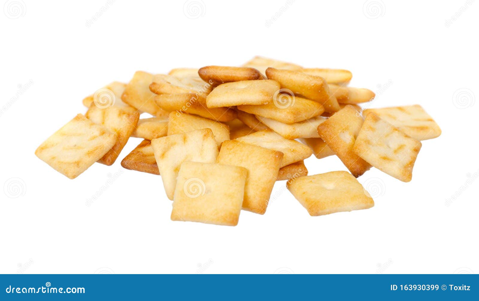 Square Mini Salted Crackers, Snack Food. Isolated on White Stock Image ...