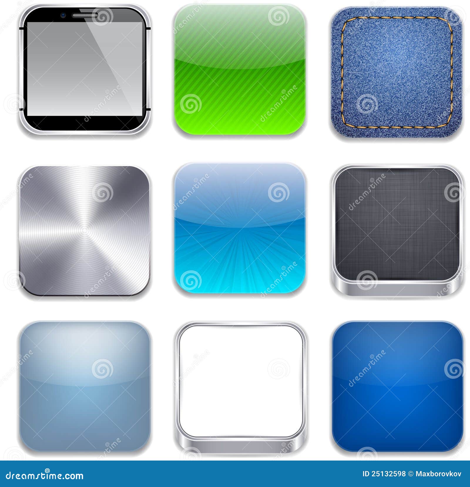 Square Modern App Template Icons. Stock Vector - Illustration of blue ...