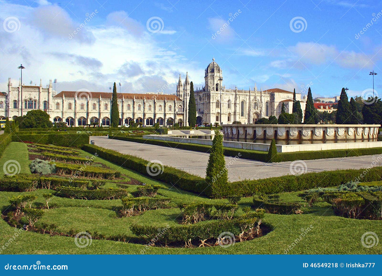 Square and Monastery in Lisbon, Portugal Stock Photo - Image of ...