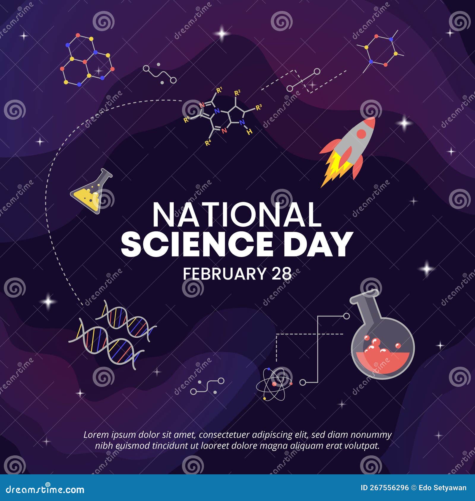Square National Science Day Background with Outer Space and Stars Stock ...