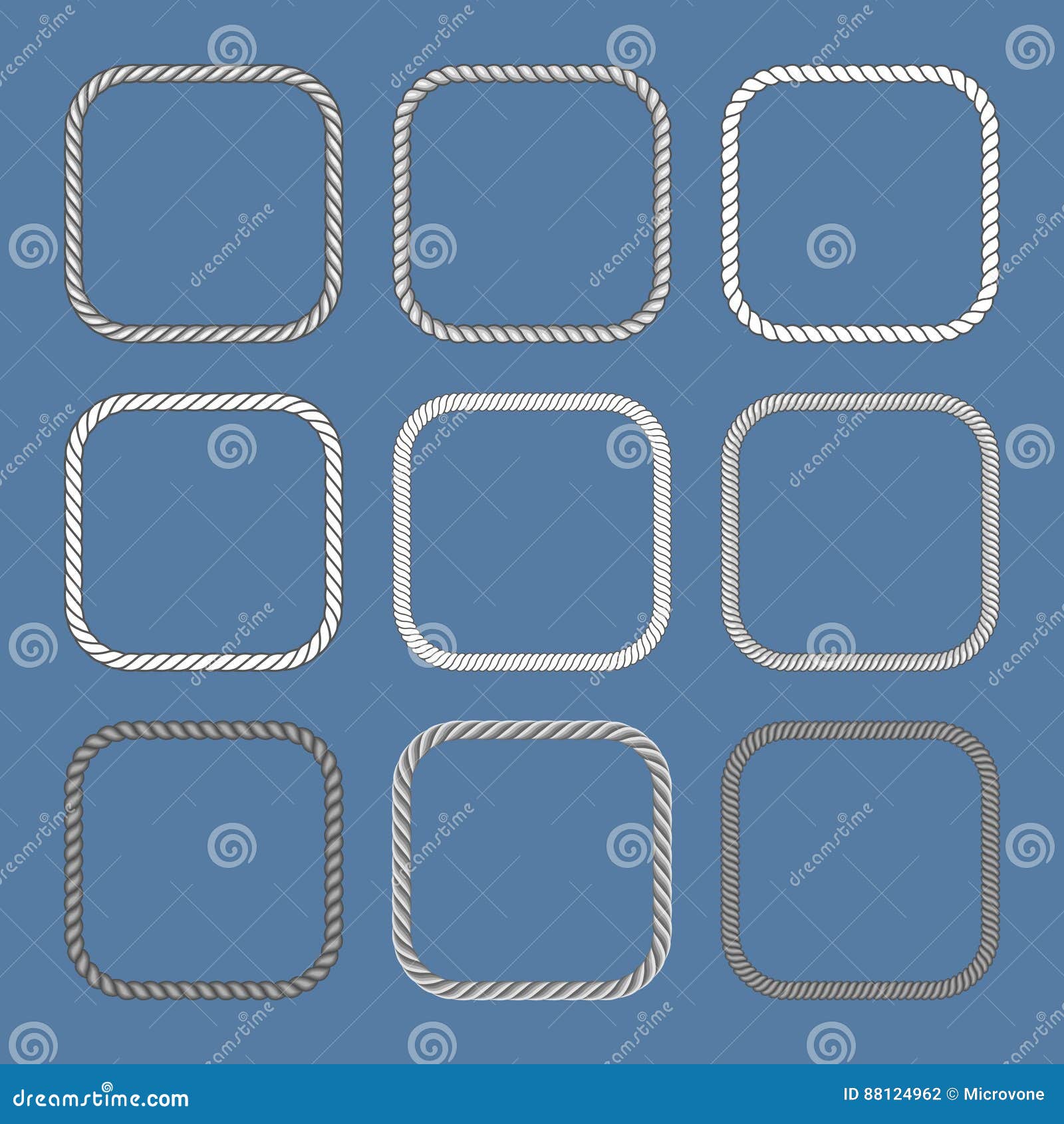 Square Nautical Ropes Vector Frames Set Stock Vector - Illustration of ...
