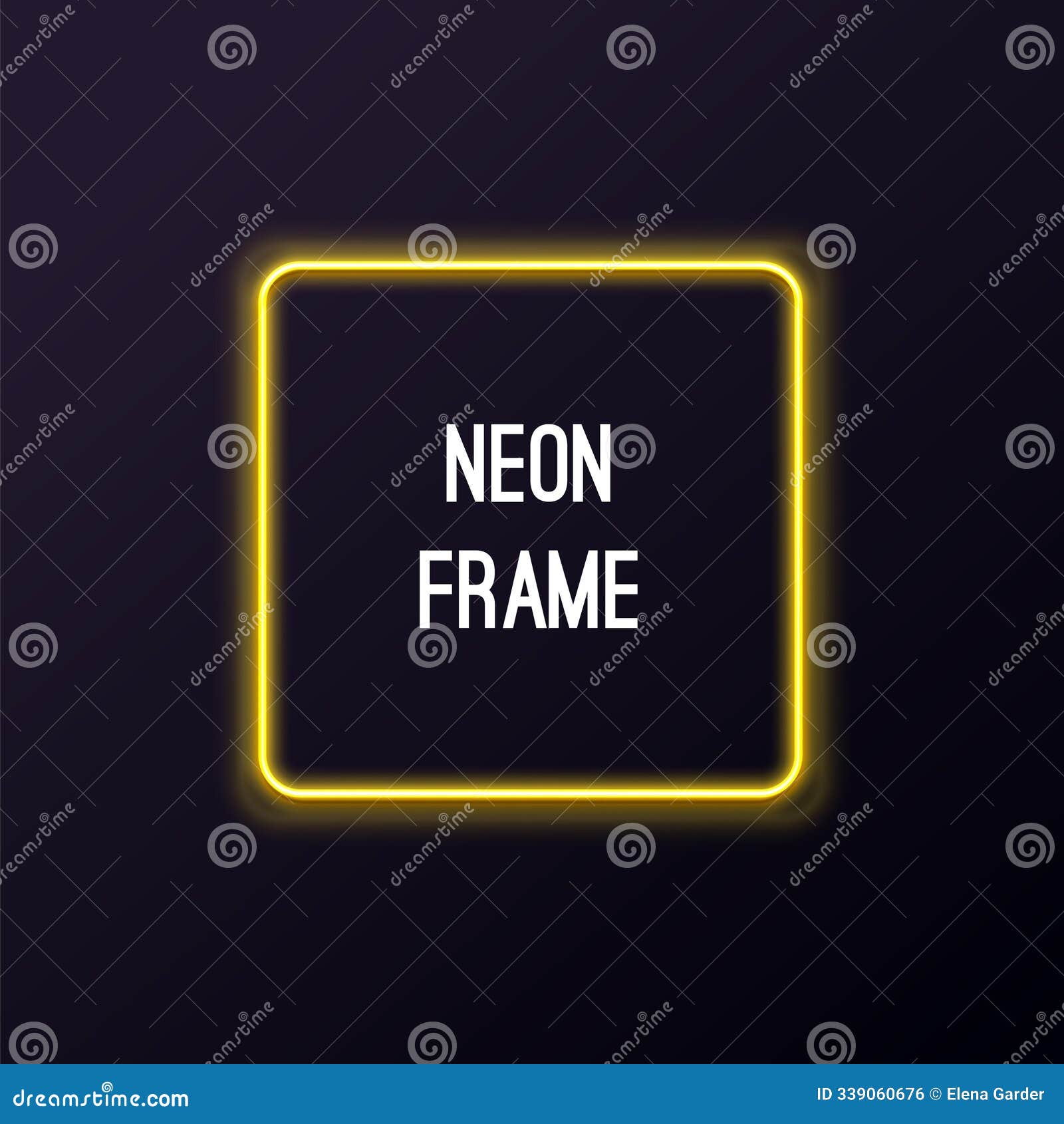 Square Neon Frames. Fluorescent Outline Border. Realistic Vector Led ...