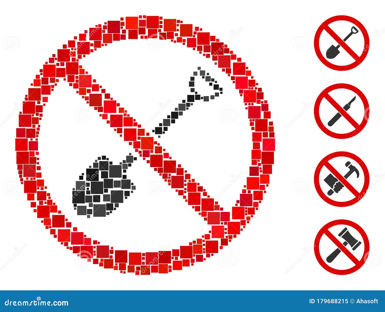 Square No Digging Icon Vector Collage Stock Vector - Illustration of ...