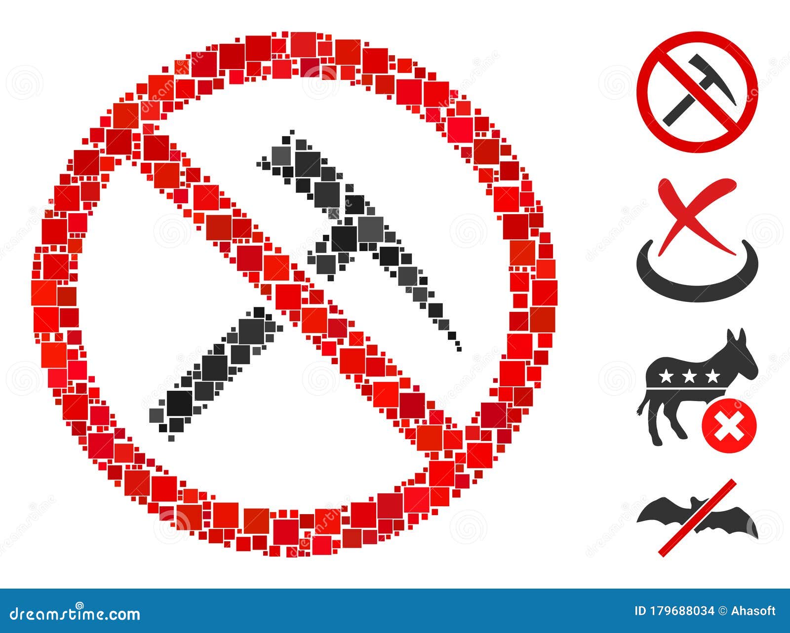 Square No Mining Tools Icon Vector Collage Stock Vector - Illustration ...