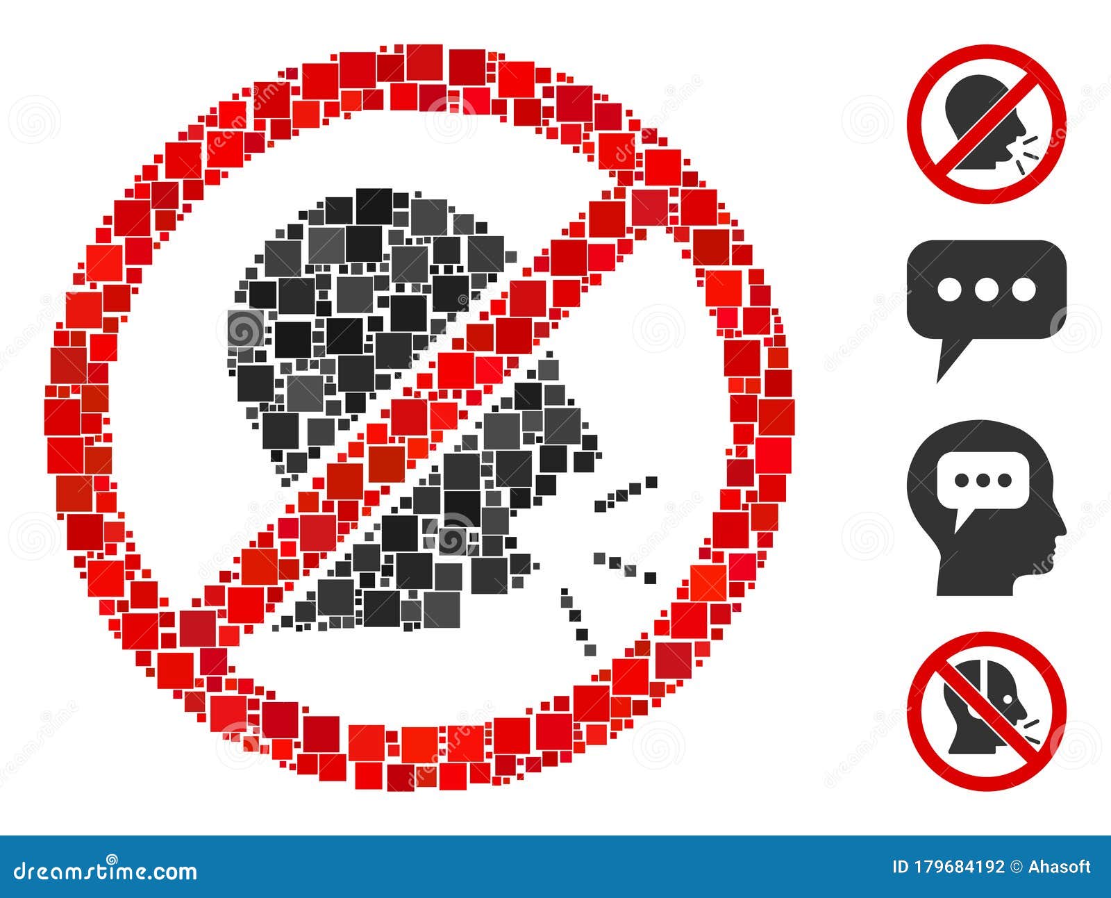 Square No Talking Icon Vector Collage Stock Vector - Illustration of ...